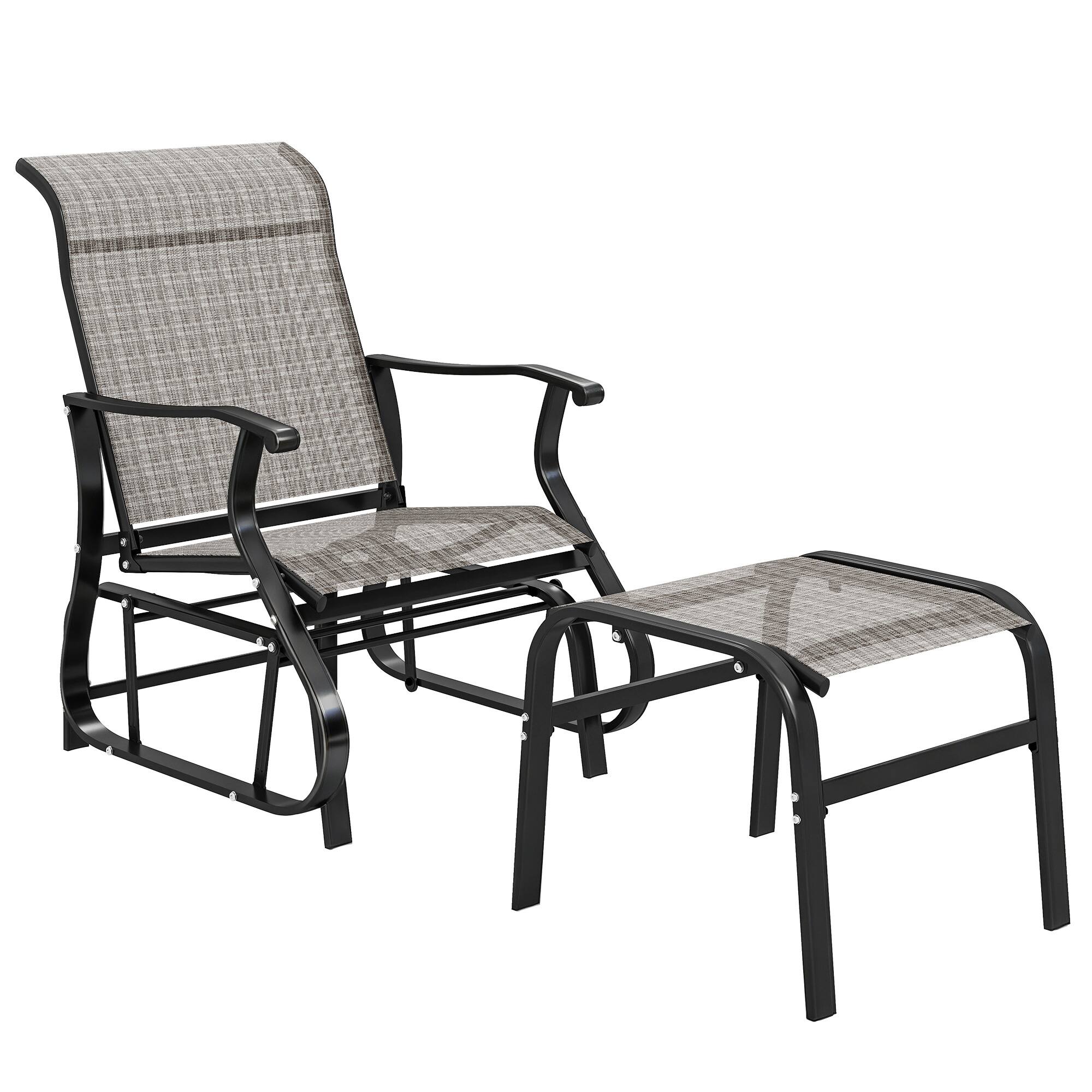 Outsunny Outdoor Glider Chair with Ottoman, 2 Piece Patio Glider Set ...