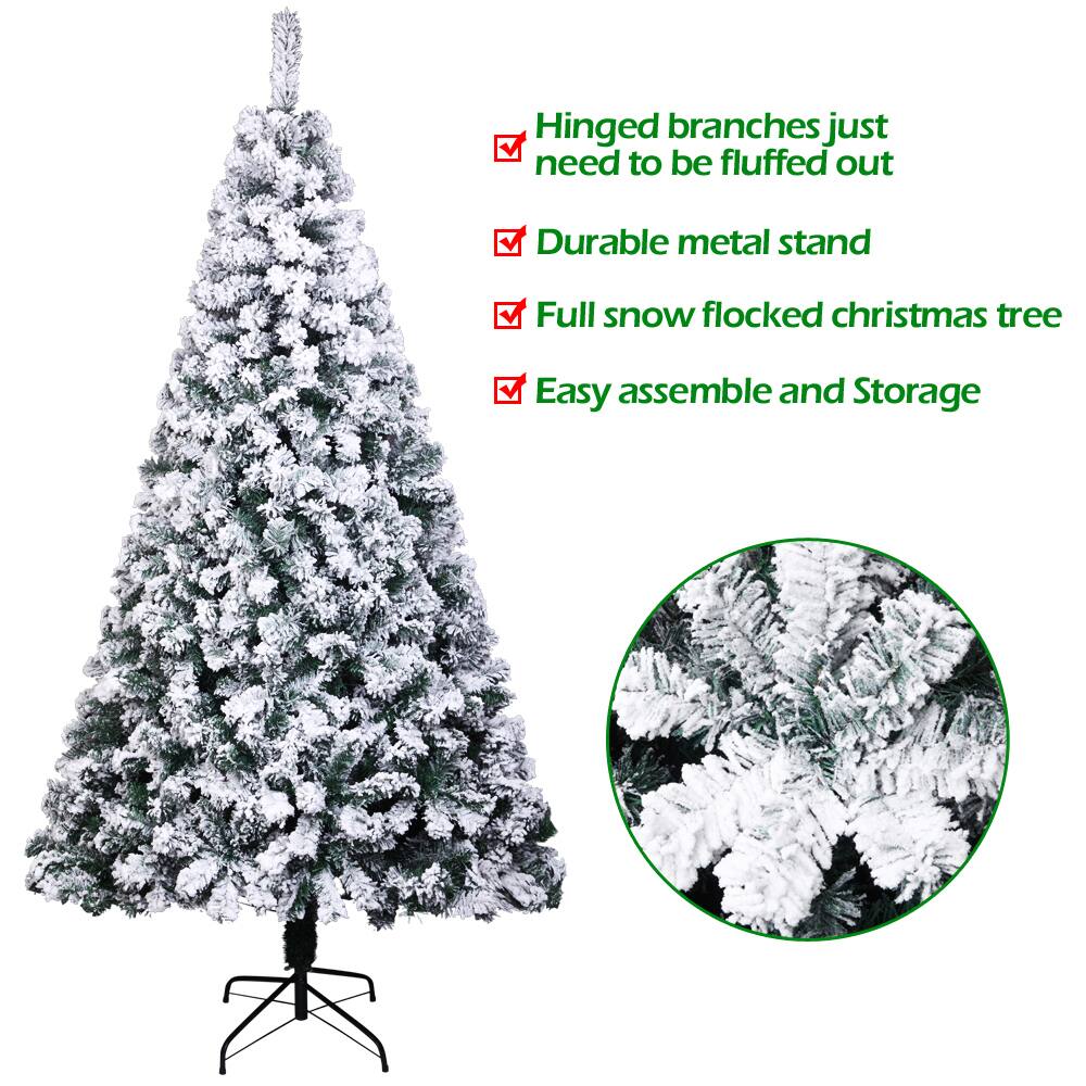 Spaco 6FT PVC Flocking Christmas Tree with 750 Branches Green WZT ...