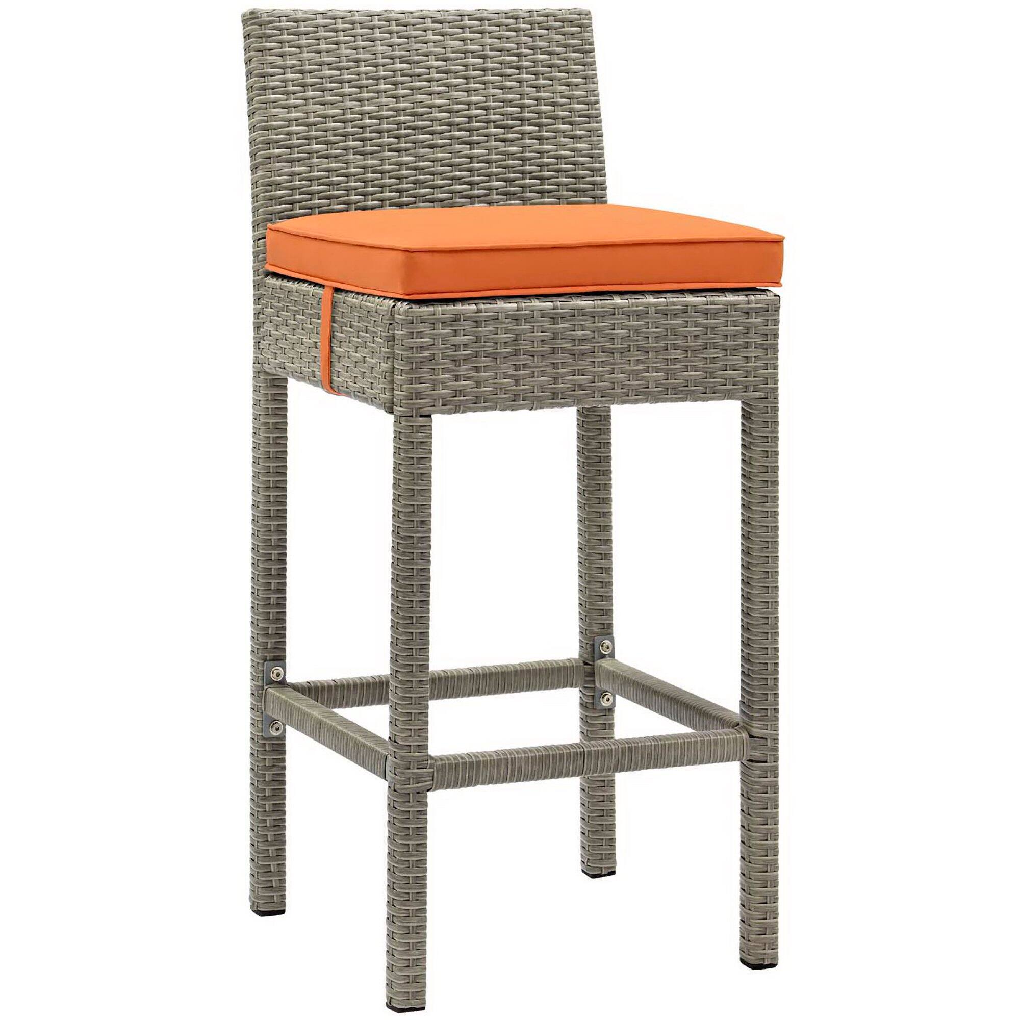 Conduit Outdoor Patio Wicker Rattan Bar Stool Set of 2 by Modway Light ...