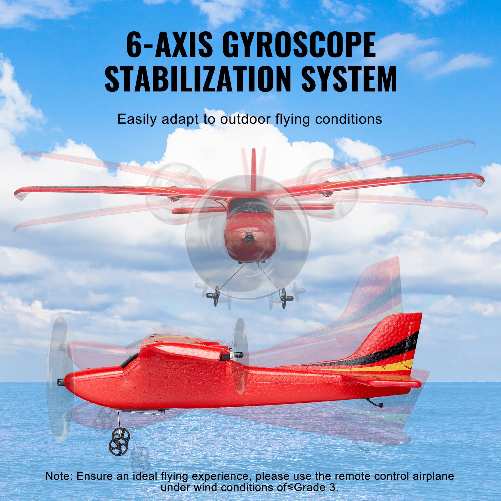 VEVOR RC Plane, 2.4GHZ 2 Channel Remote Control Airplane with 6 Axis ...