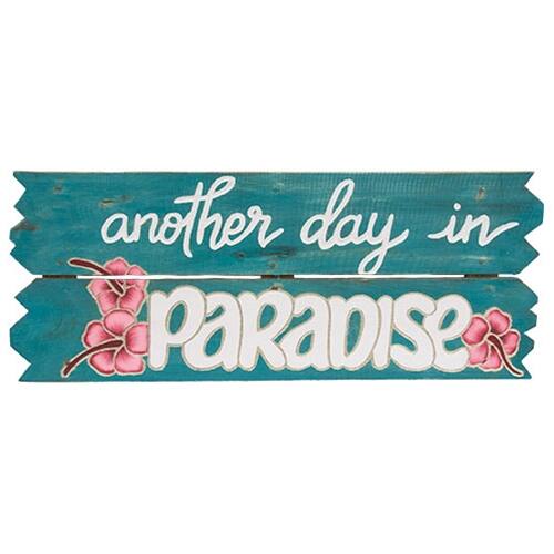 BreeBe Another Day In Paradise Distressed Wooden Sign Teal, Pink, White ...
