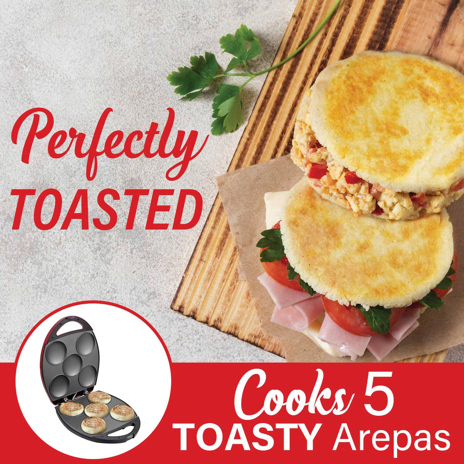 Brentwood Ar 137r 1,200 watt 5 piece Nonstick Arepa Maker Red AR-137R ...