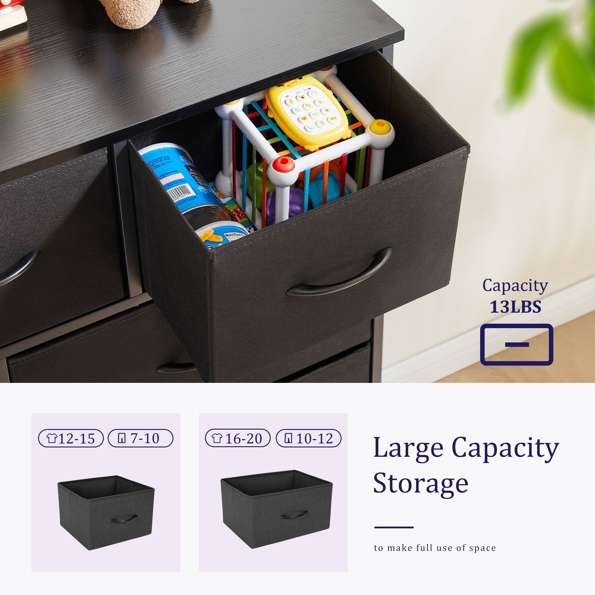 AOITUN 9 Drawer Dresser, Wide Chest of Drawers Nightstand Storage Tower ...