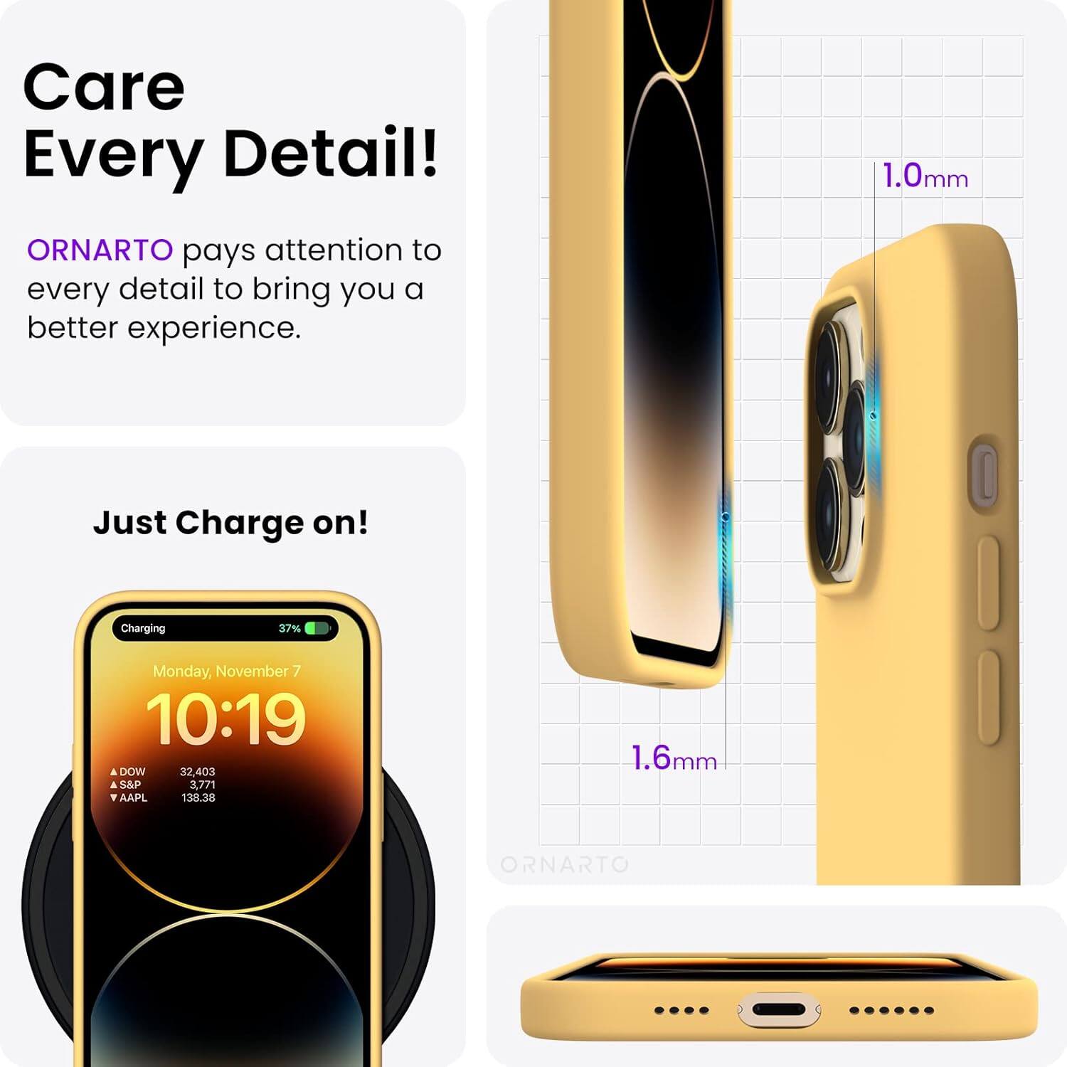 Ornarto Designed for iPhone 14 Pro Max Case 6.7", Slim Liquid Silicone Full Covered Protective ...