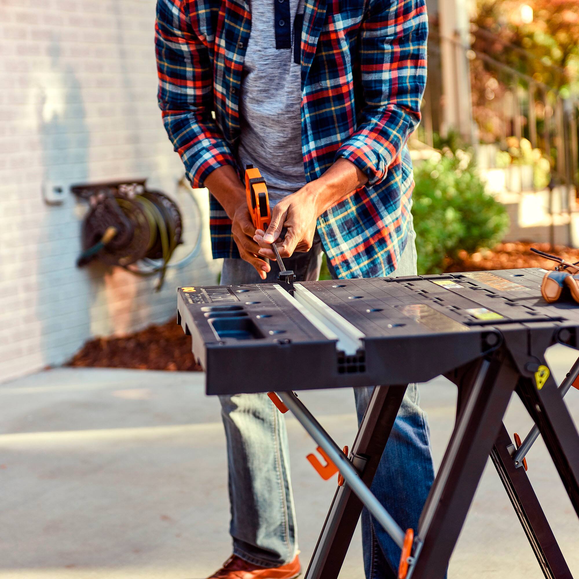 WORX Pegasus 2 in 1 Folding Work Table & Sawhorse, Easy Setup Portable ...