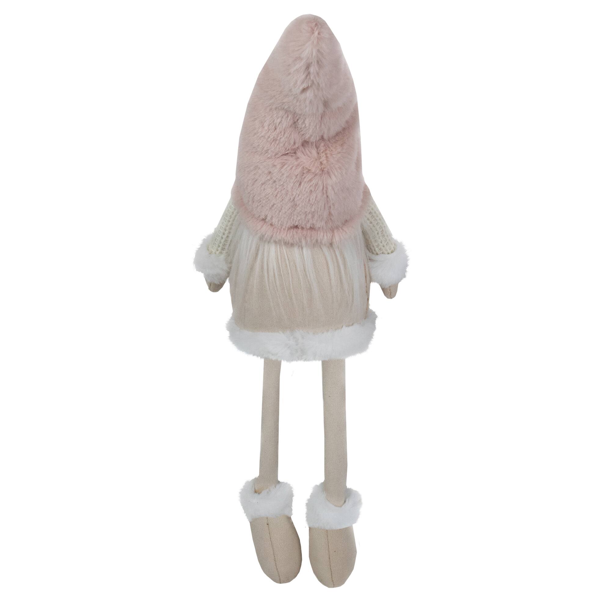 Northlight Sitting Christmas Gnome with Dangling Legs 24" Cream and ...
