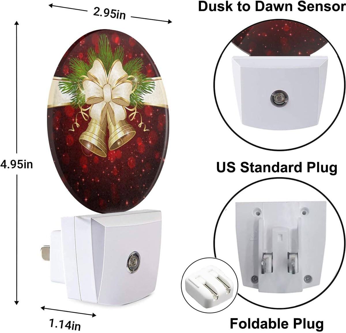 ACJPR Winter Bell Night Light, Plug In, Beige Bow, LED, Holiday Decor ...