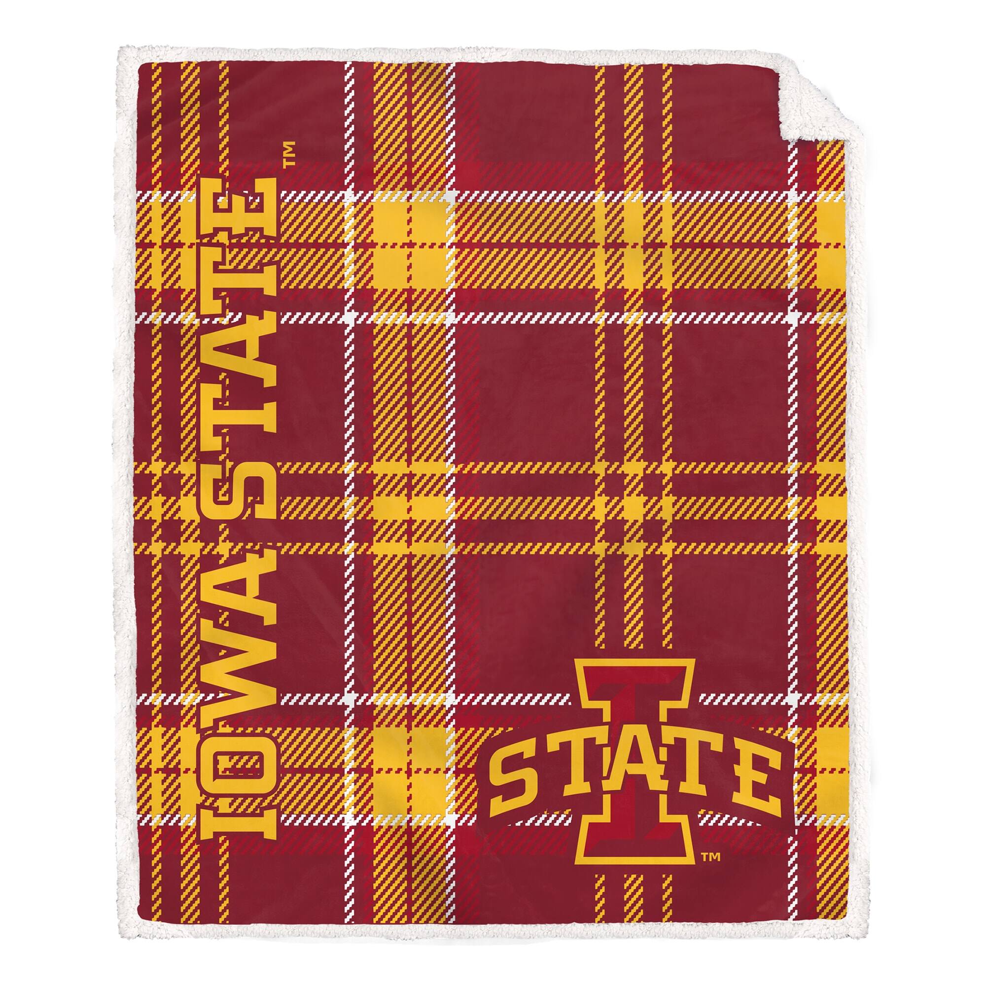 Pegasus Iowa State Cyclones 50" x 60" Playmaker Plaid Ultra Cozy Sherpa ...