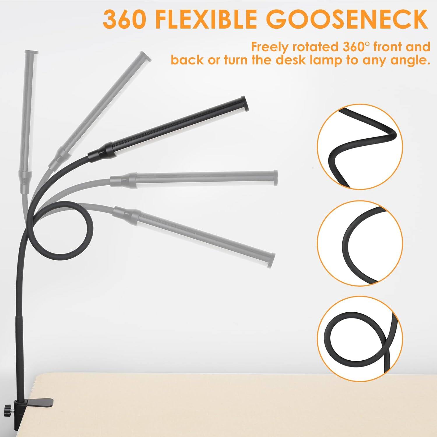 The Best Inks Black blue Desk lamp Table Lamp LED Clamp Flexible metal ...