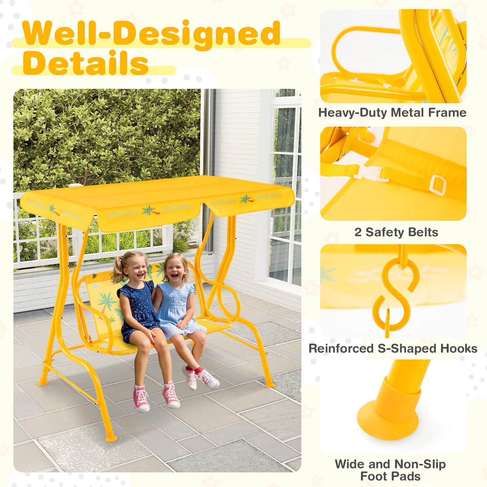 Costway 2 Seater Toddler Porch Swing Chair with Metal Stand Adjustable ...