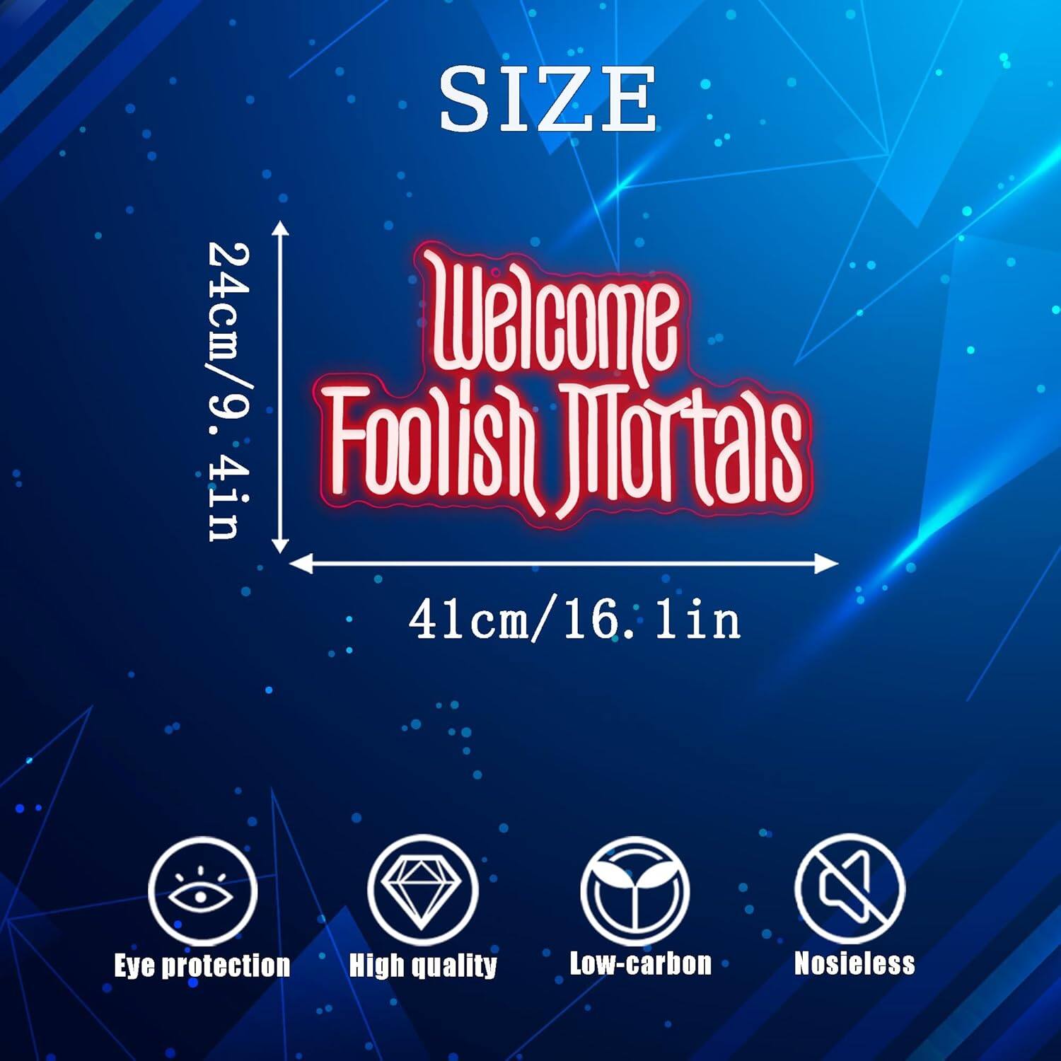 Auledio Welcome Foolish Mortals Neon Sign,Dimmable Spooky Gothic ...