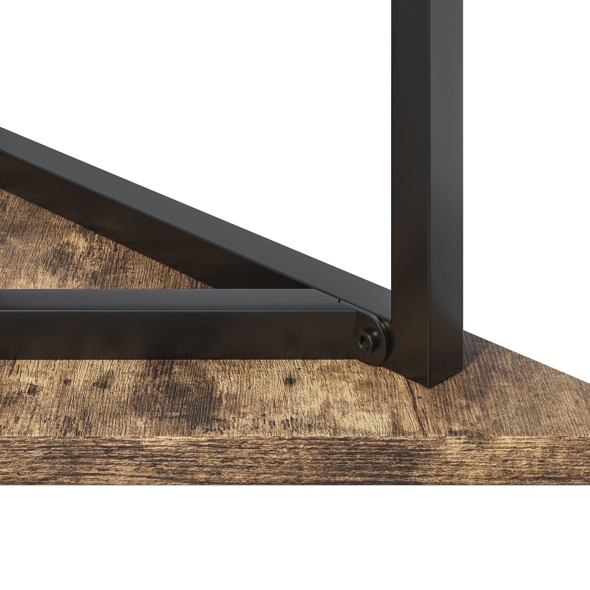 Vecelo Corner Shelf, End Side Tables, Triangle Shelves with Metal Frame ...