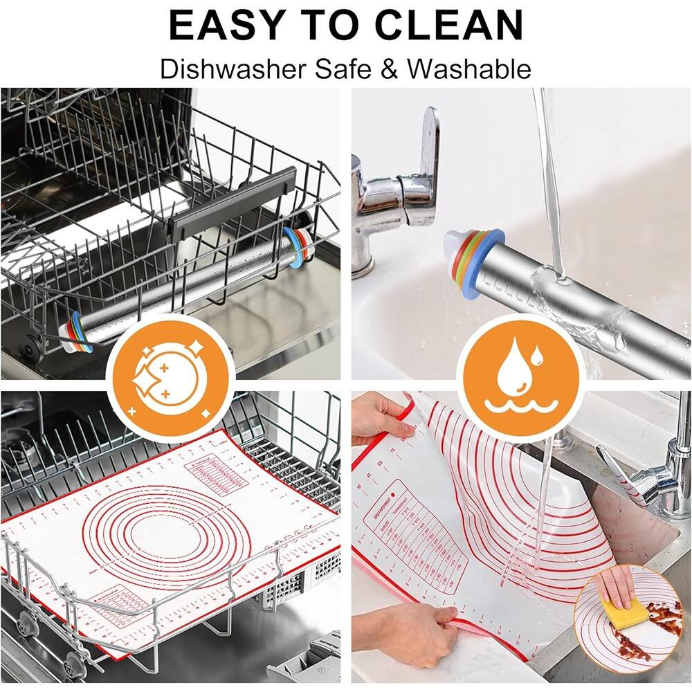 PARKER SLATER Stainless Steel Rolling Pin with Adjustable Rings ...