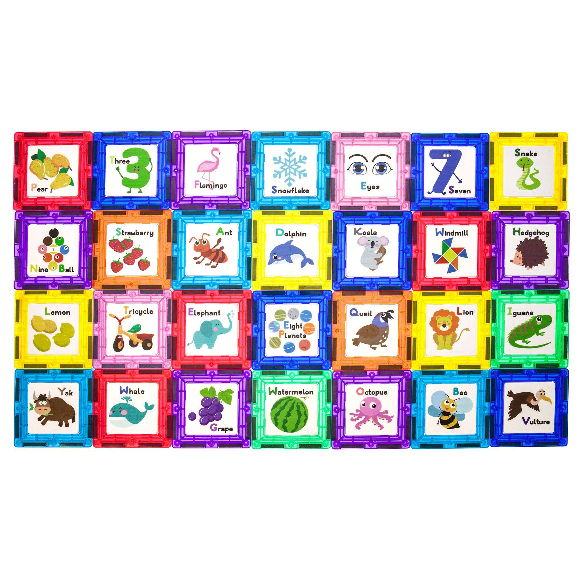 PicassoTiles PICASSO TILES 56 PC Learning, Educational, Magnetic Tiles ...