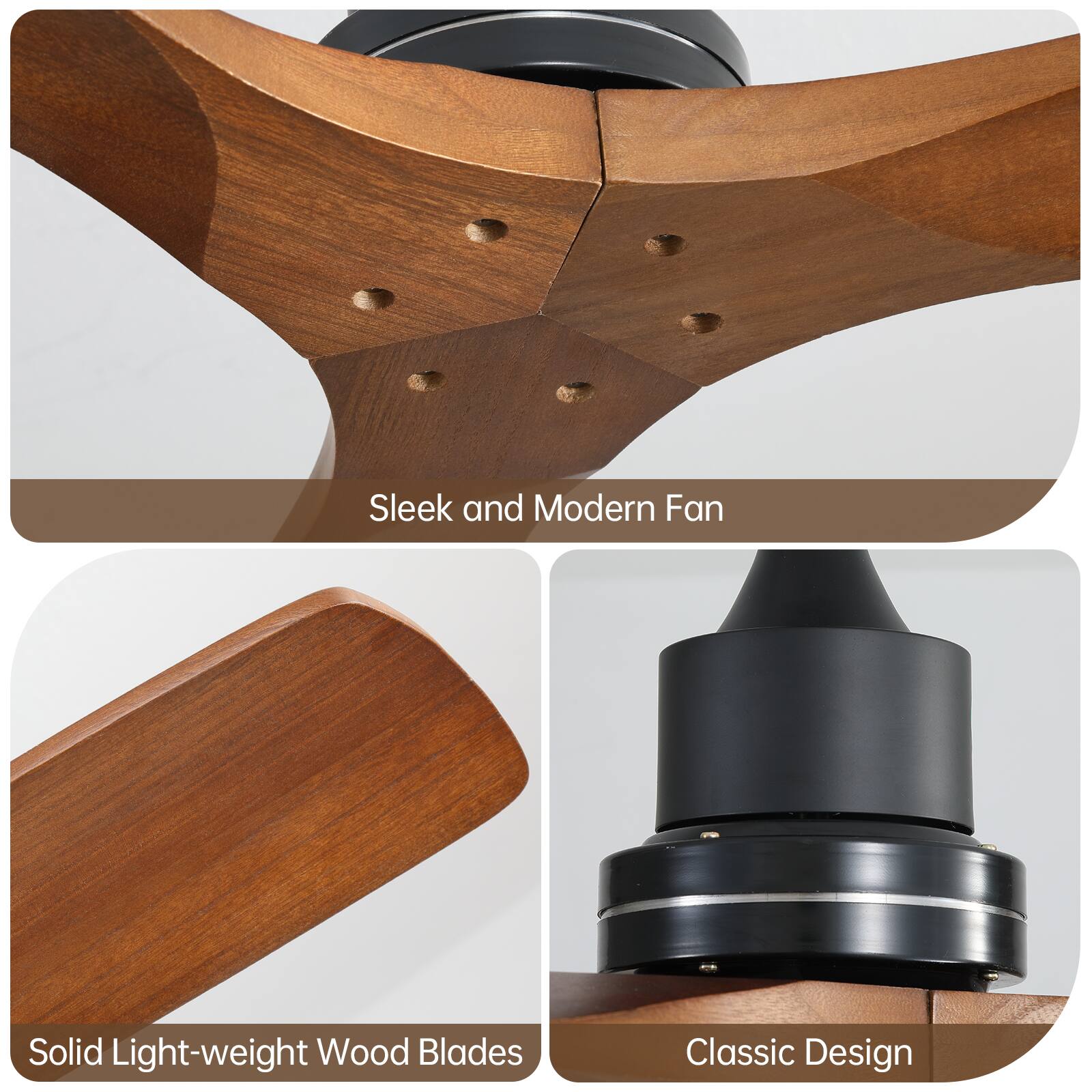 Sofucor 52'' Smart Ceiling Fan No Light with Remote/APP/Alexa Control 3 ...