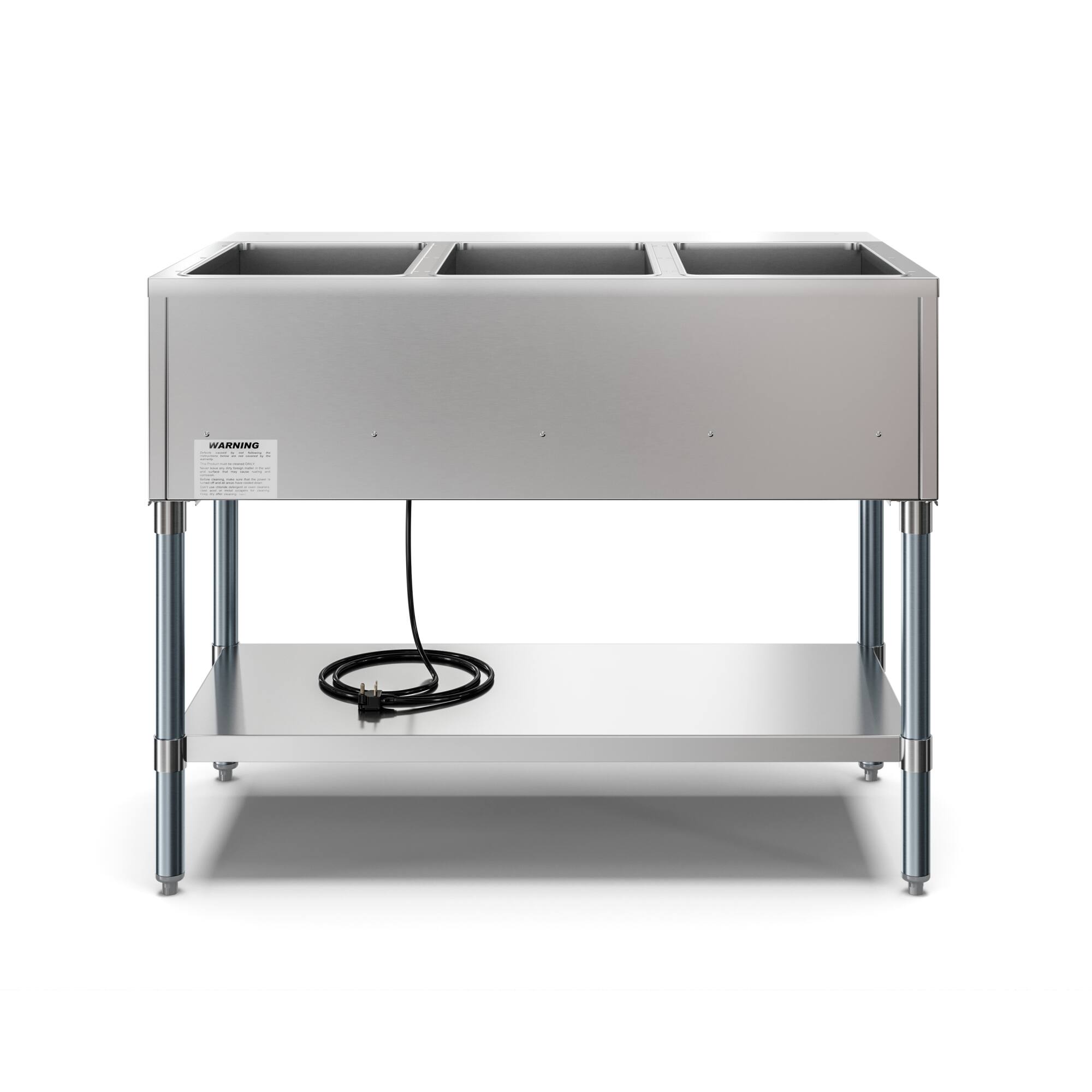 Koolmore Three Pan Open Well Electric Steam Table with Undershelf, KM ...