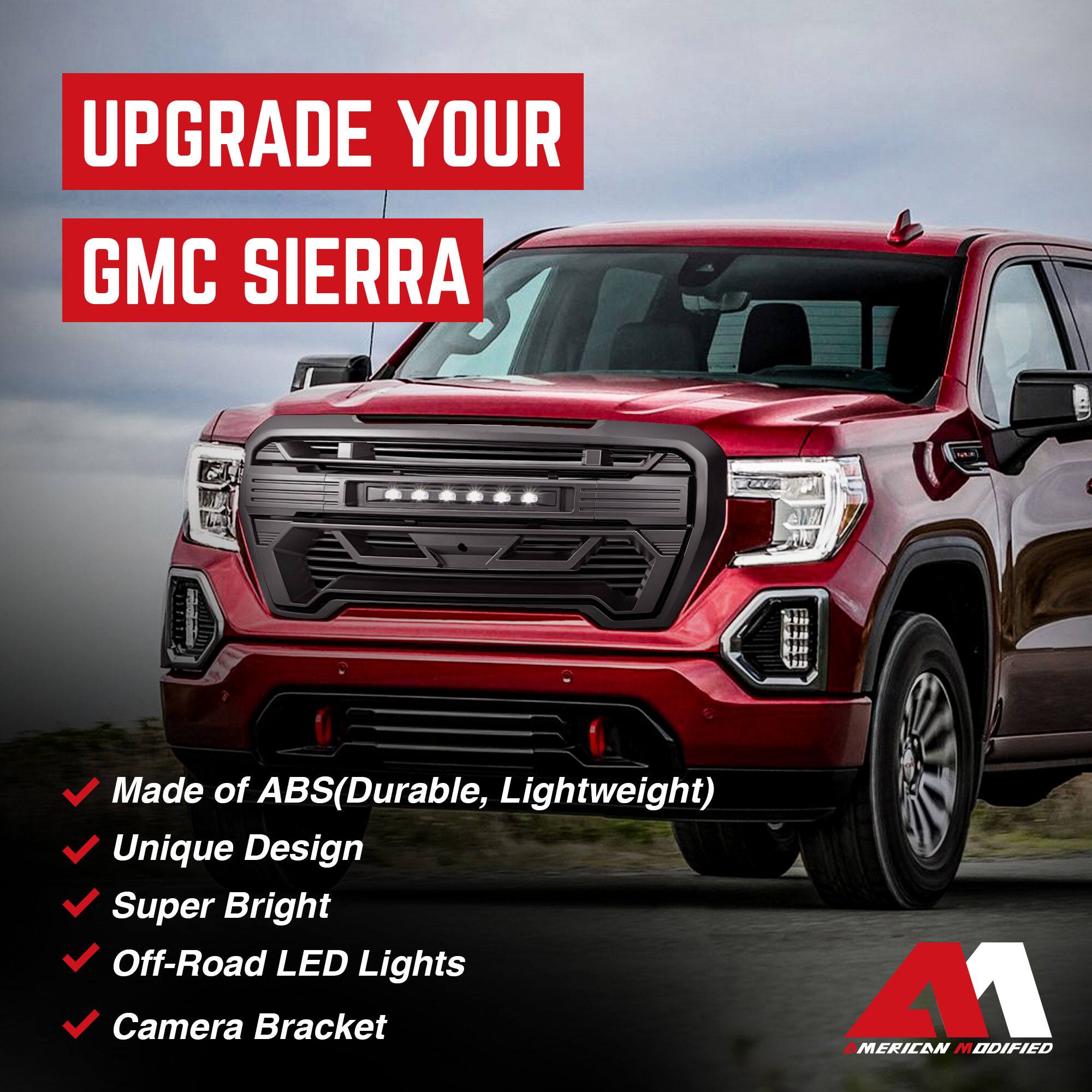 AMERICAN MODIFIED Grille w/Lights for 2019 2021 GMC Sierra 1500 Base ...