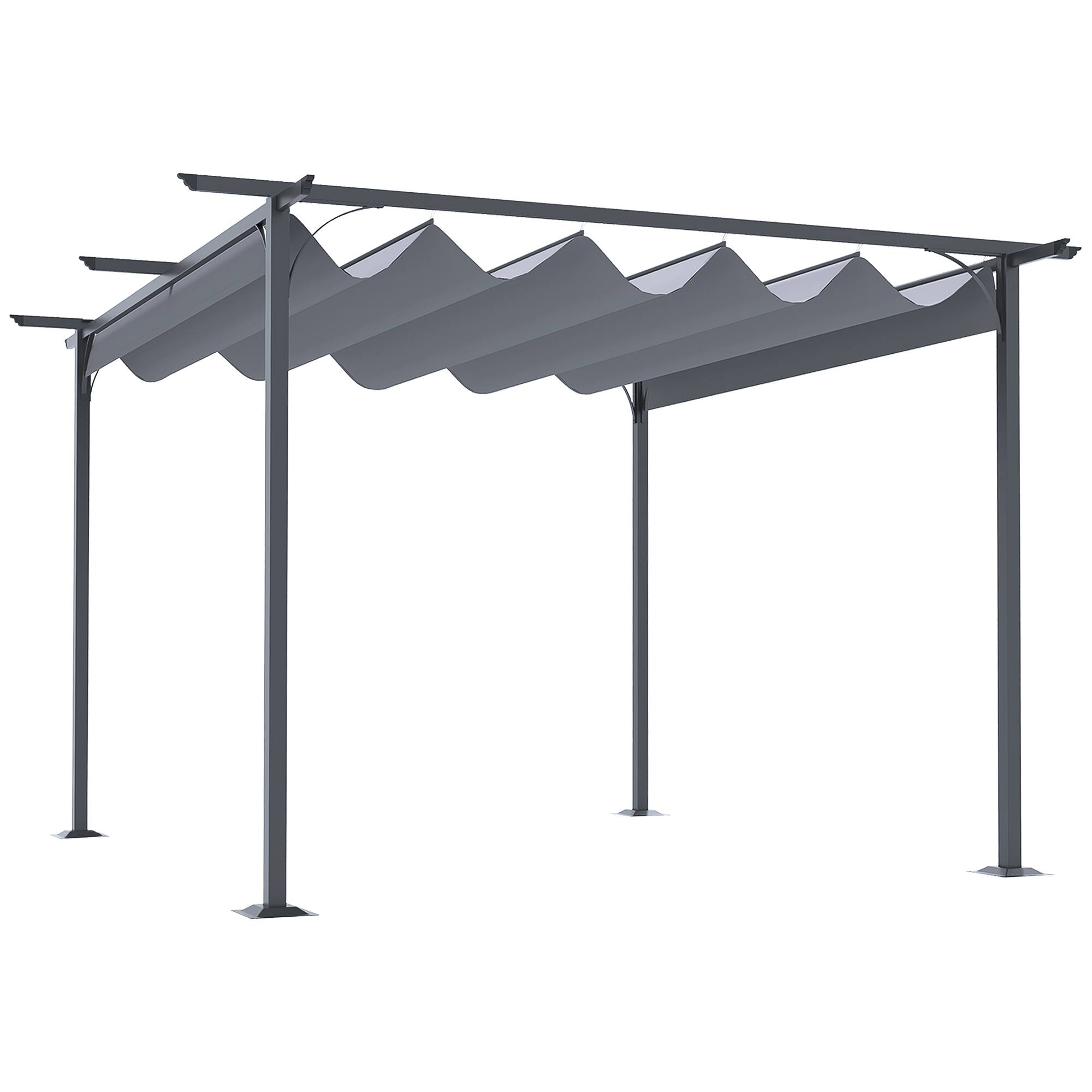 Outsunny 11.5' x 11.5' Outdoor Retractable Pergola Canopy, Metal Patio Shade Shelter for ...