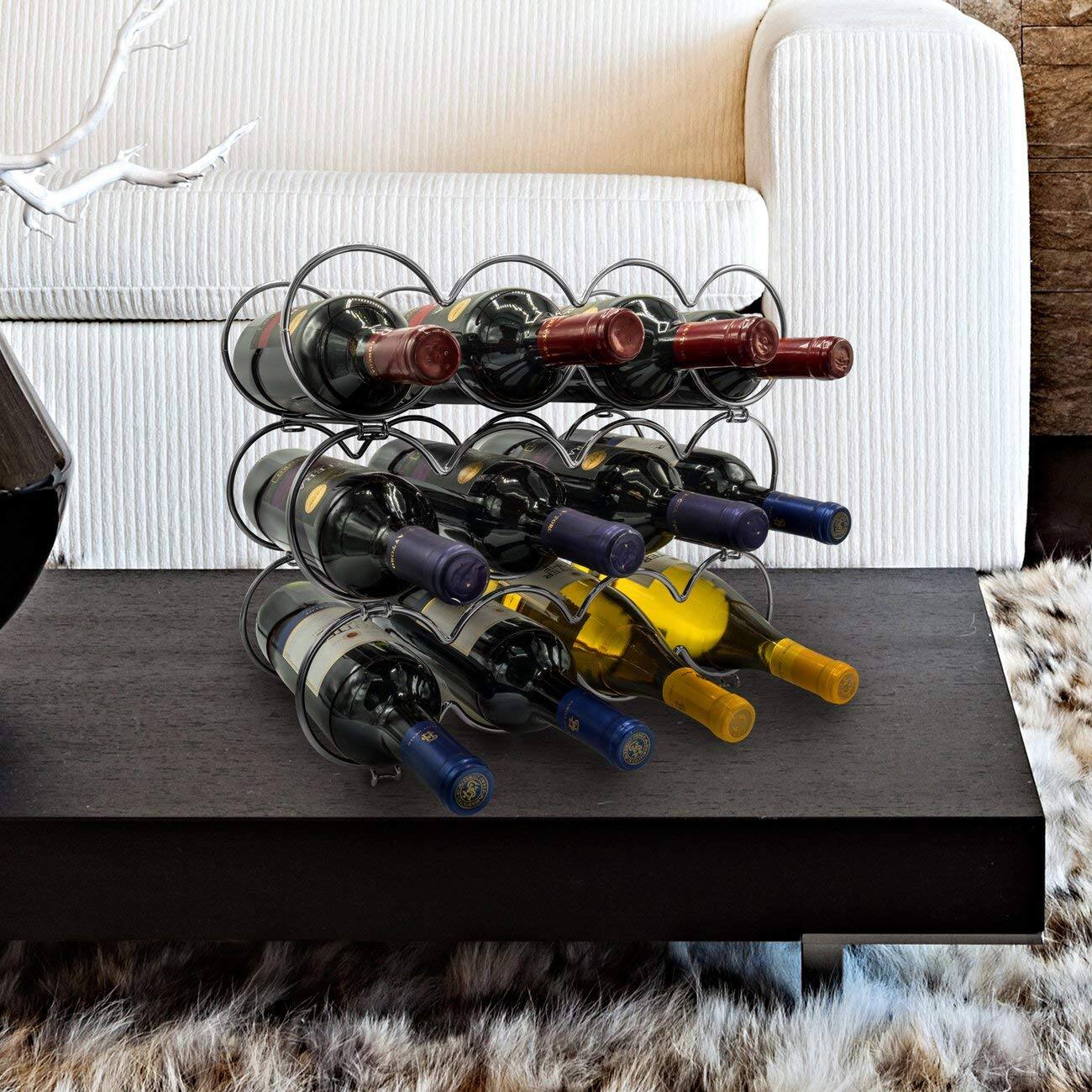 Sorbus Sorbus® 3 Tier Stackable Wine Rack, Round Classic Style Wine ...