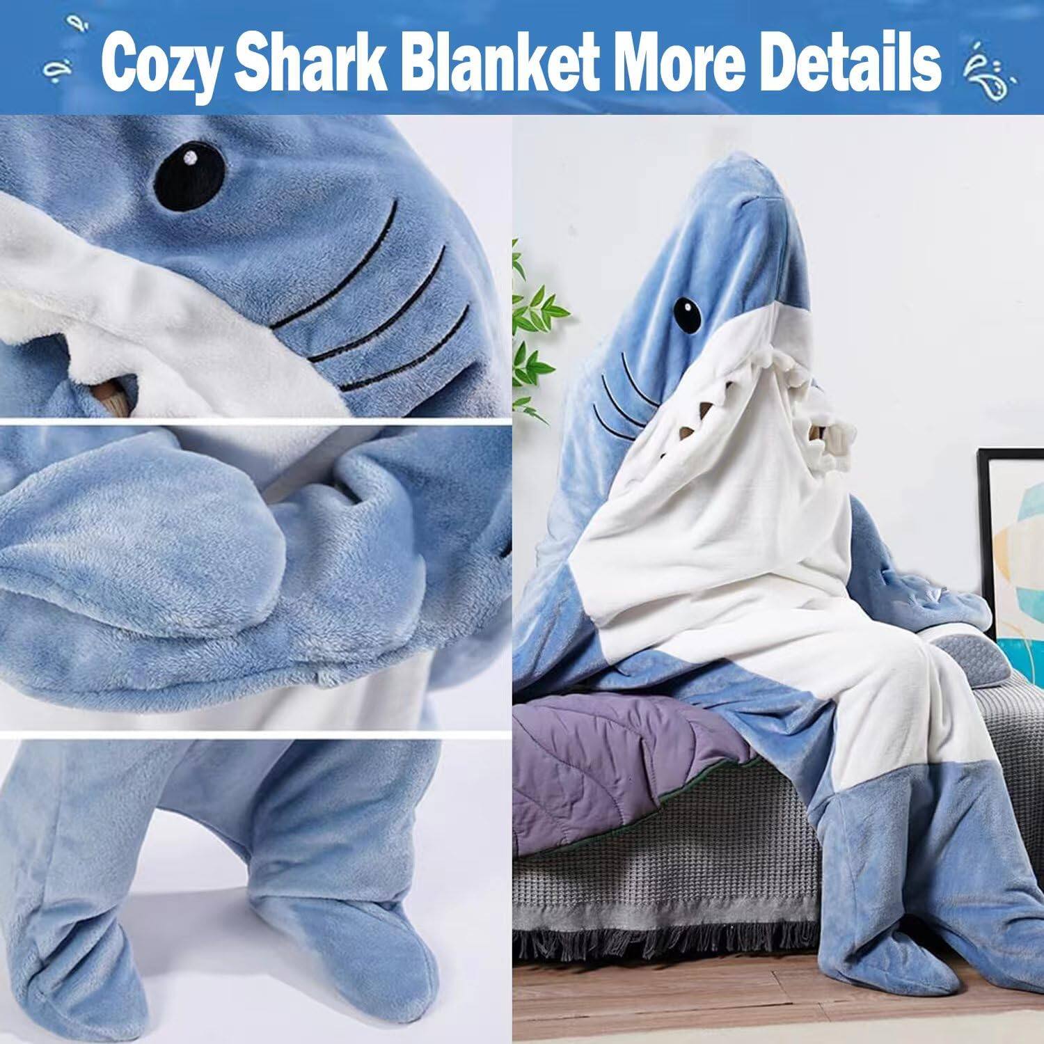 Pacoar Cade Shark Onesie Blanket Hoodie For Adult & Soft Flannel ...