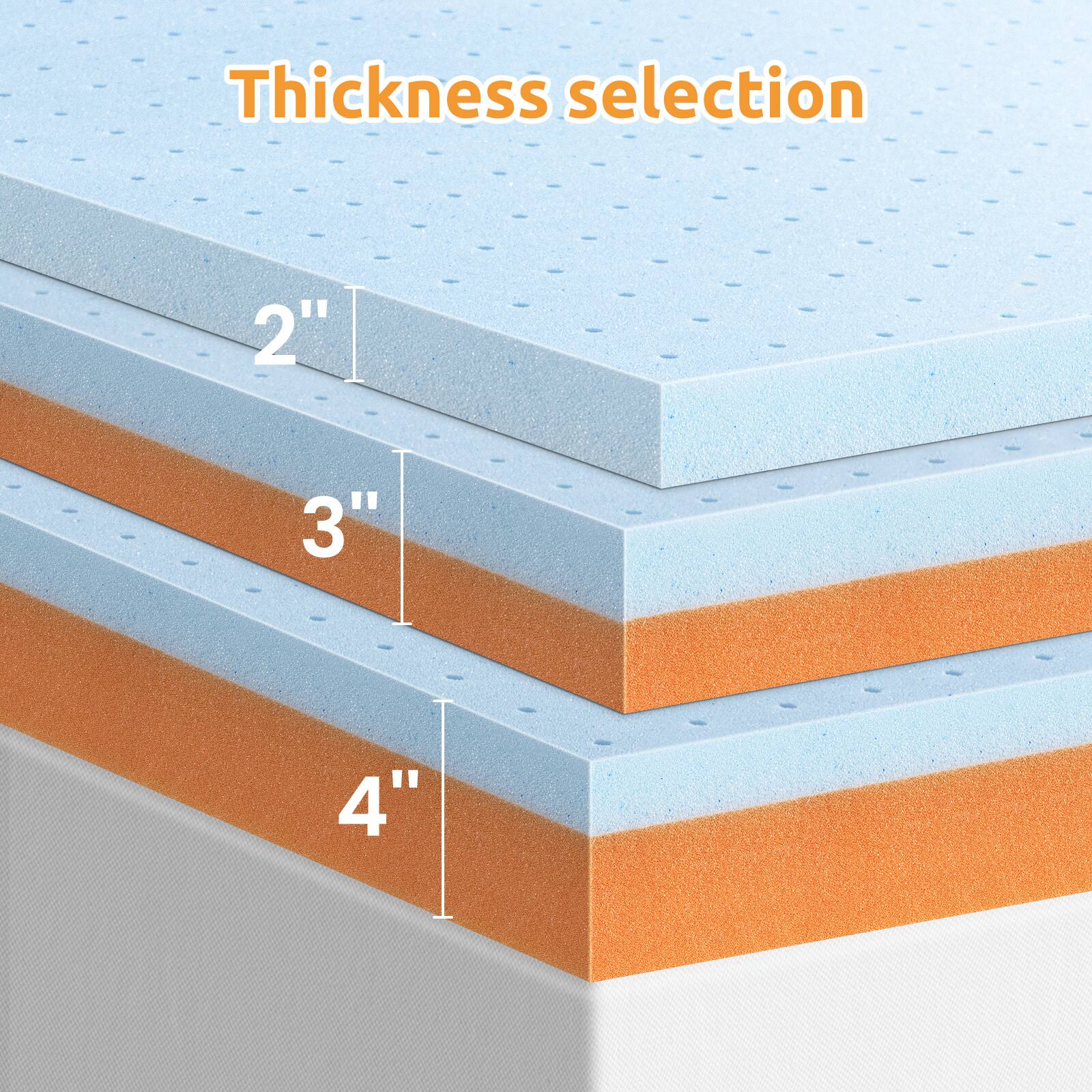 Glintex 4" King Mattress Topper with Cooling Gel and Copper Foam, Dual ...