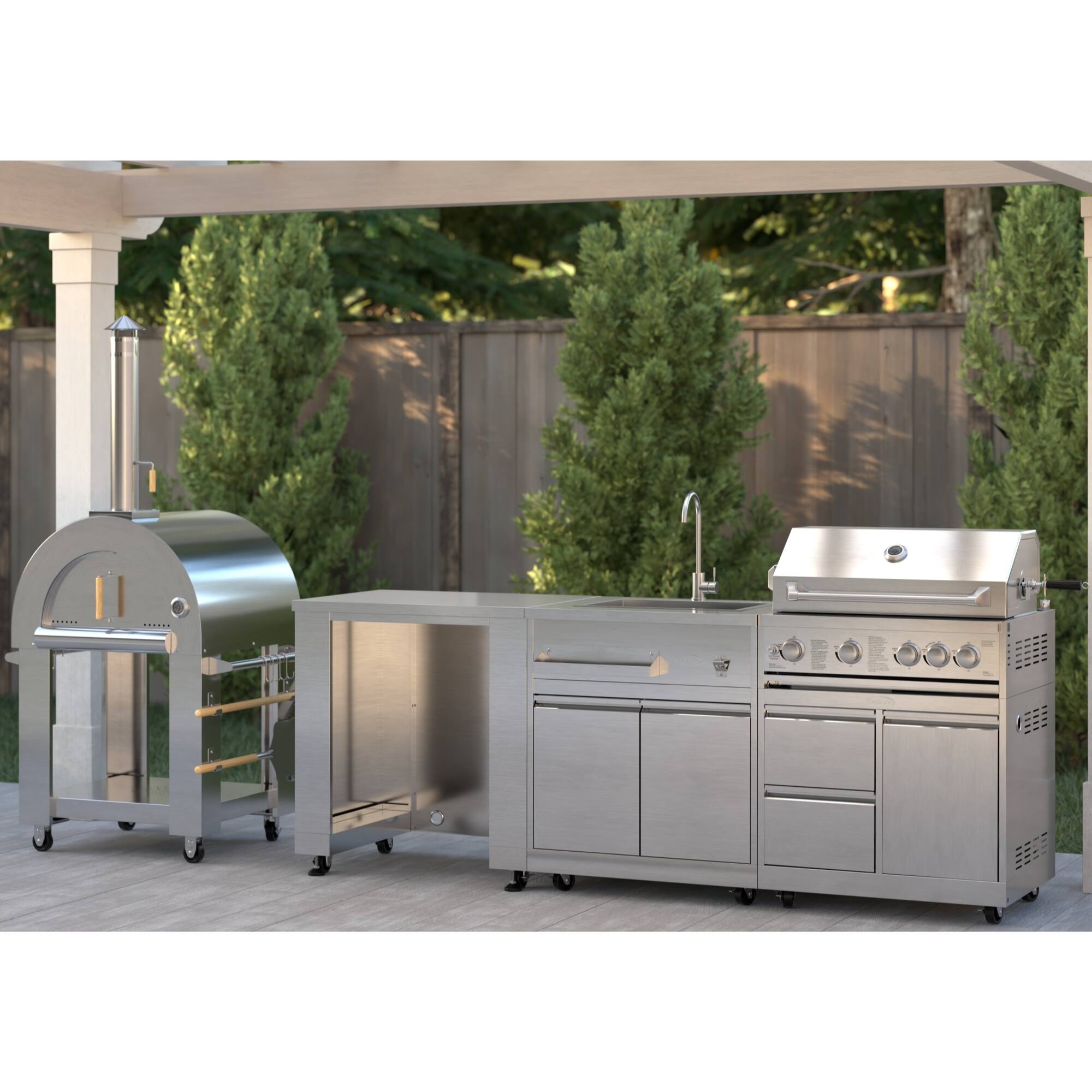Koolmore Outdoor Modular Kitchen with a Wood Fire Pizza Oven ...