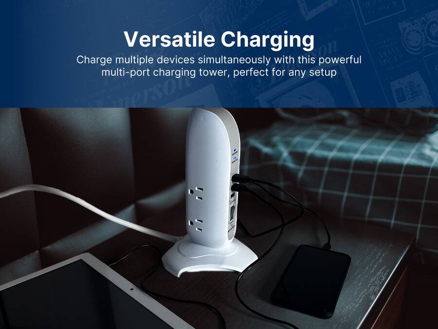 Emerson Multi Outlet Tower Charging System White EAP-1001 - Best Buy