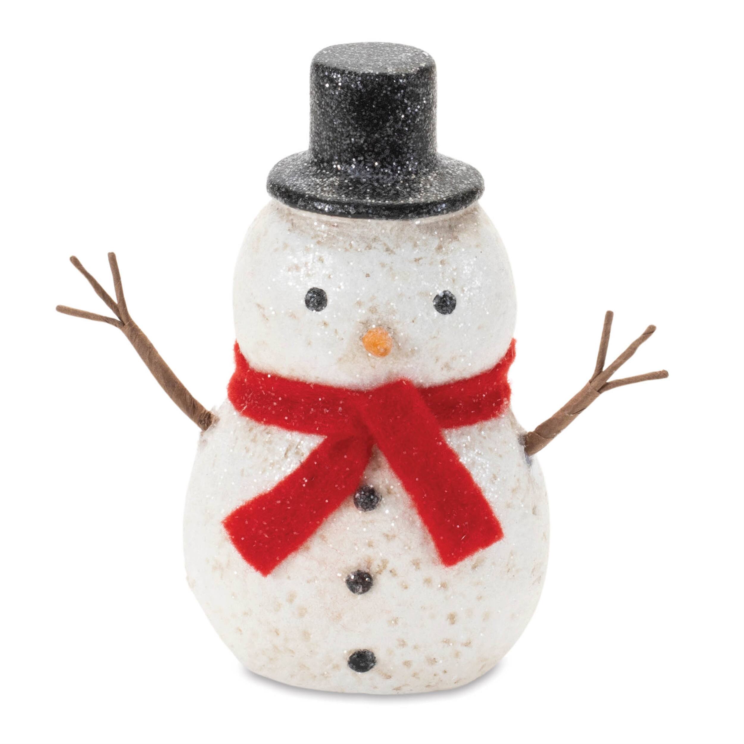 BreeBe Glittered Snowman Figurine (Set of 6) White, Red 95154DS - Best Buy