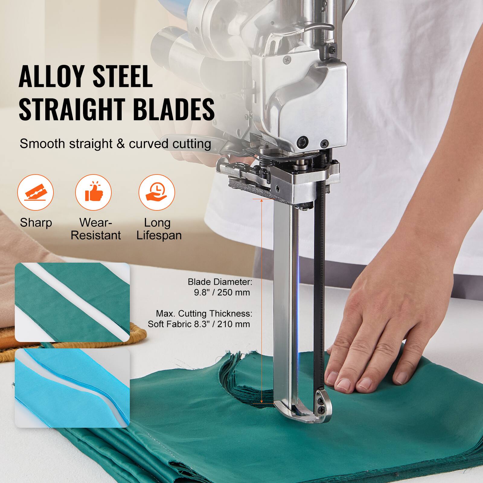 VEVOR Fabric Cutter, 750W High Speed Straight Knife Cloth Cutting ...