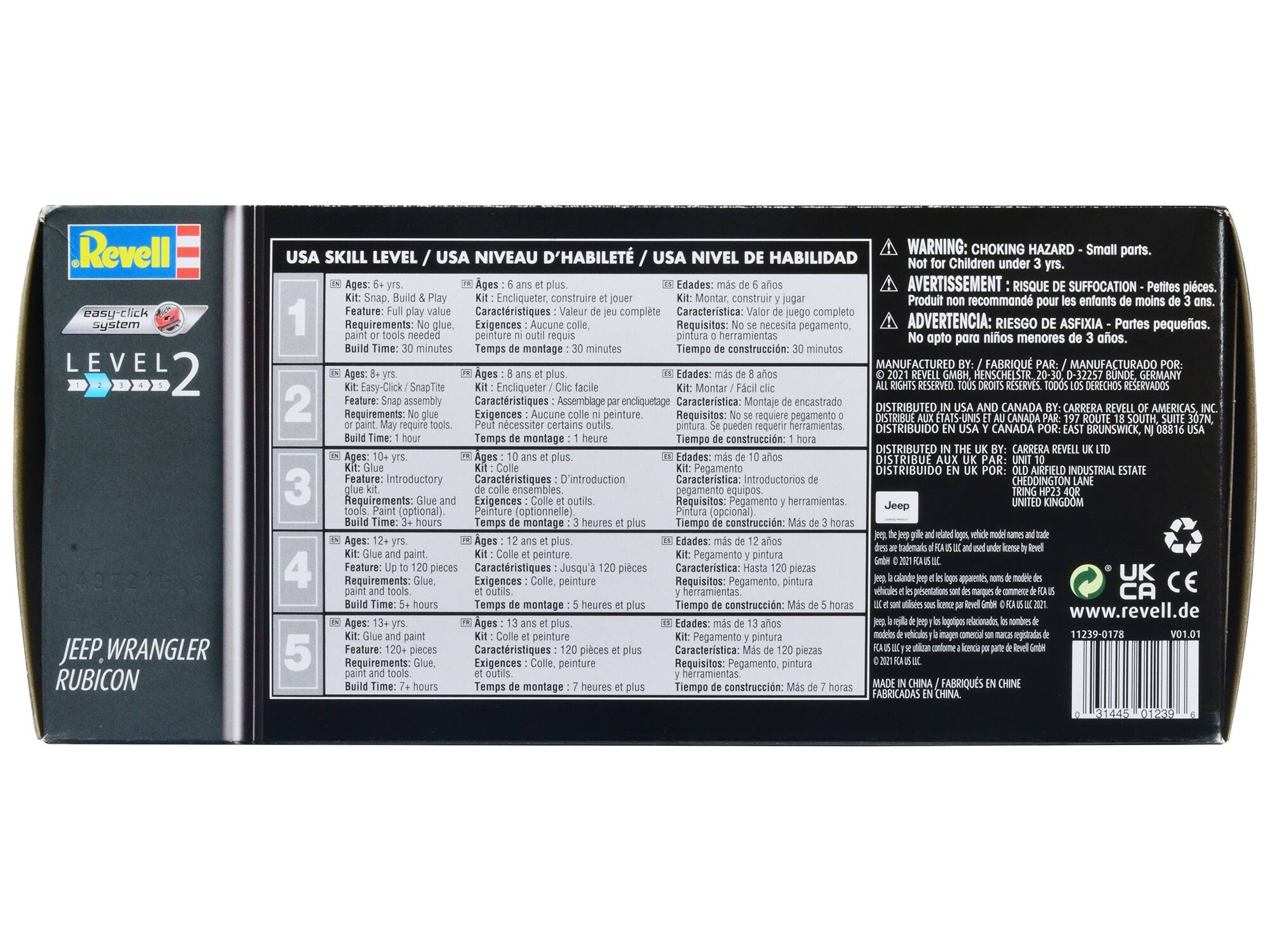 Level 2 Easy Click Model Kit Jeep Wrangler Rubicon 1/25 Scale Model by ...