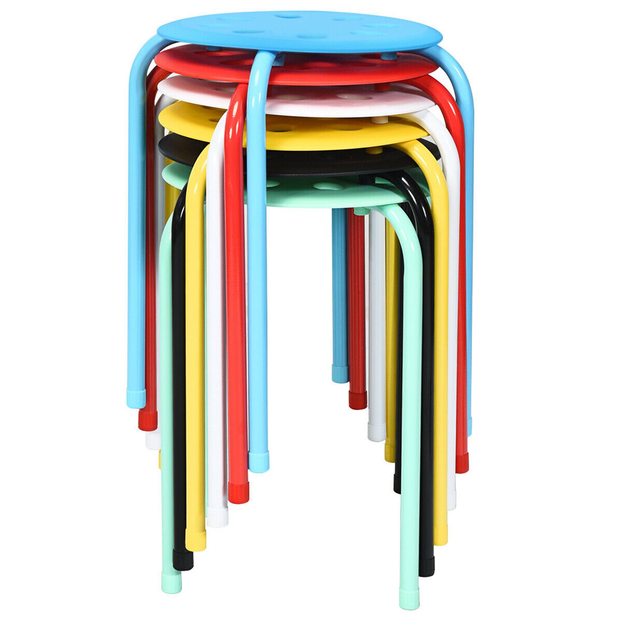 Costway Set of 6 Portable Plastic Stack Stools Backless Classroom ...