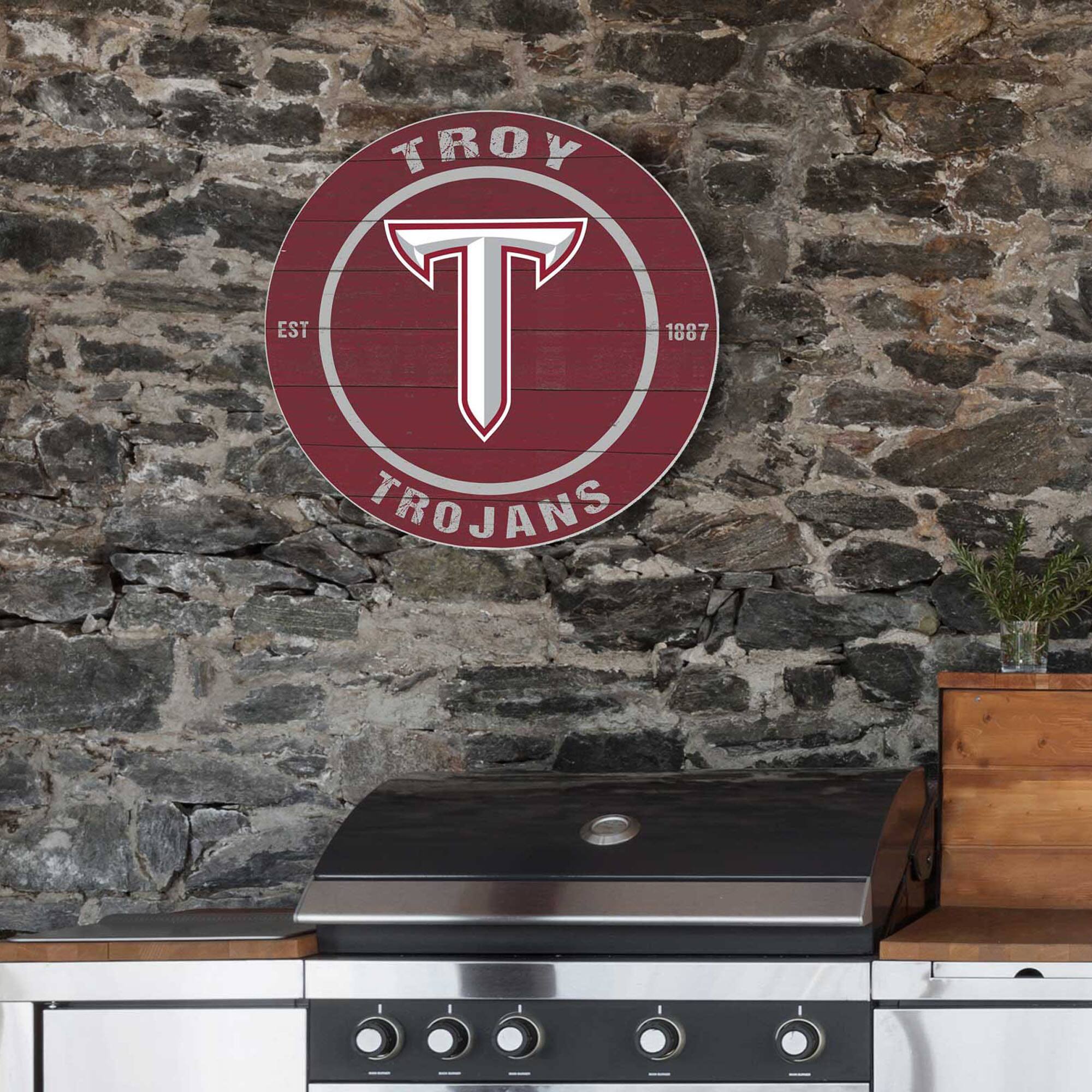 Jardine Troy University Trojans 20" x 20" Indoor/Outdoor Circle Sign ...