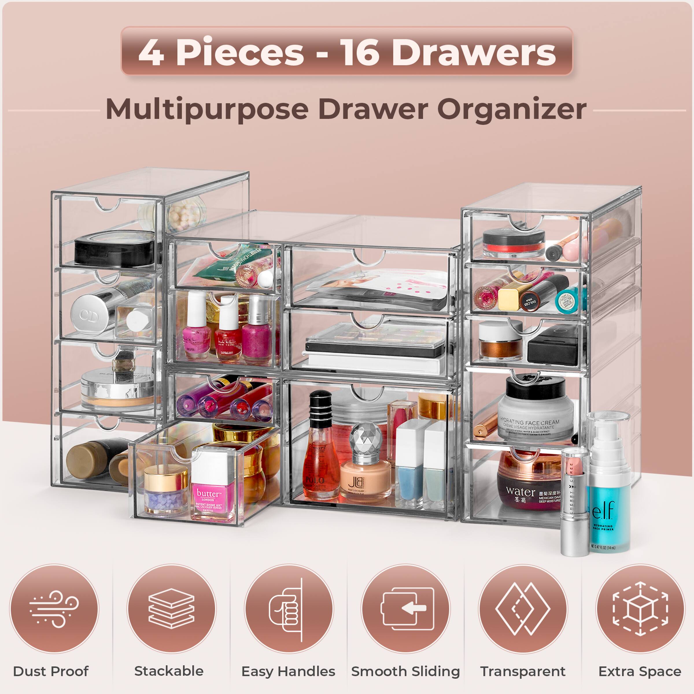 Sorbus 16 Drawers Acrylic Organizer for Makeup, Organization and ...