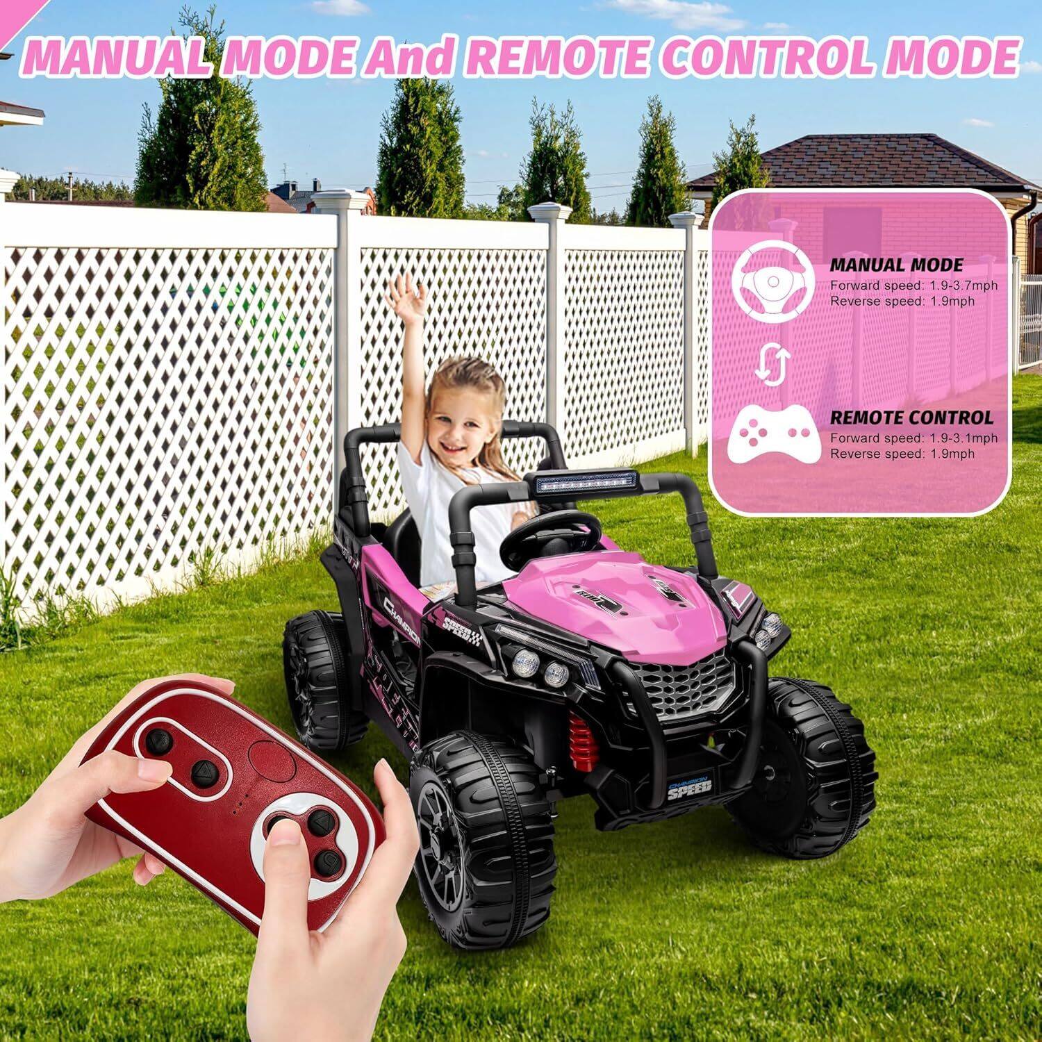 Qeetex Electric Off Road Truck 12V Kids Ride On UTV Car Toy for Kids ...