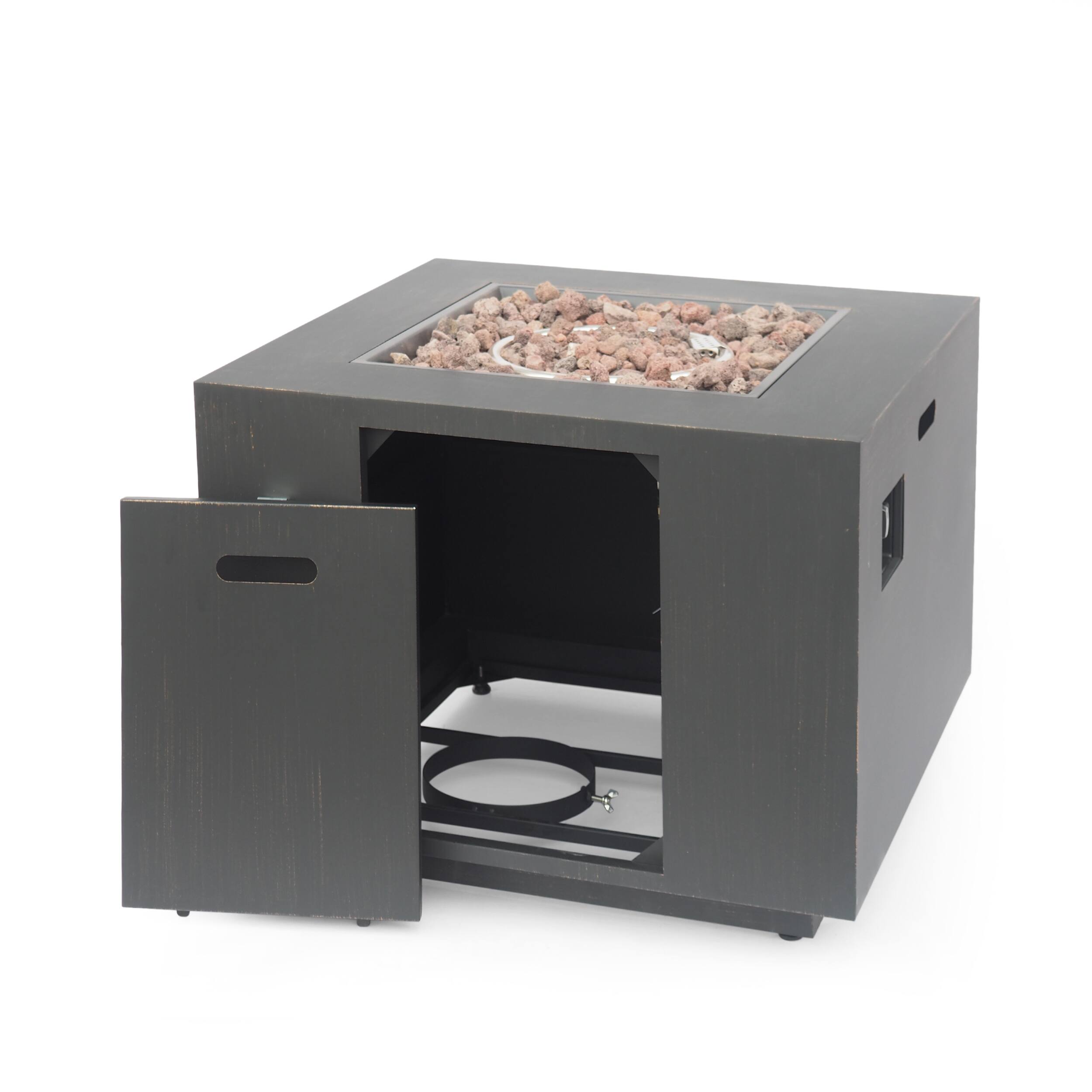 APRILSOUL 33 inch Outdoor Iron Square Propane Fire Pit Tank Inside ...