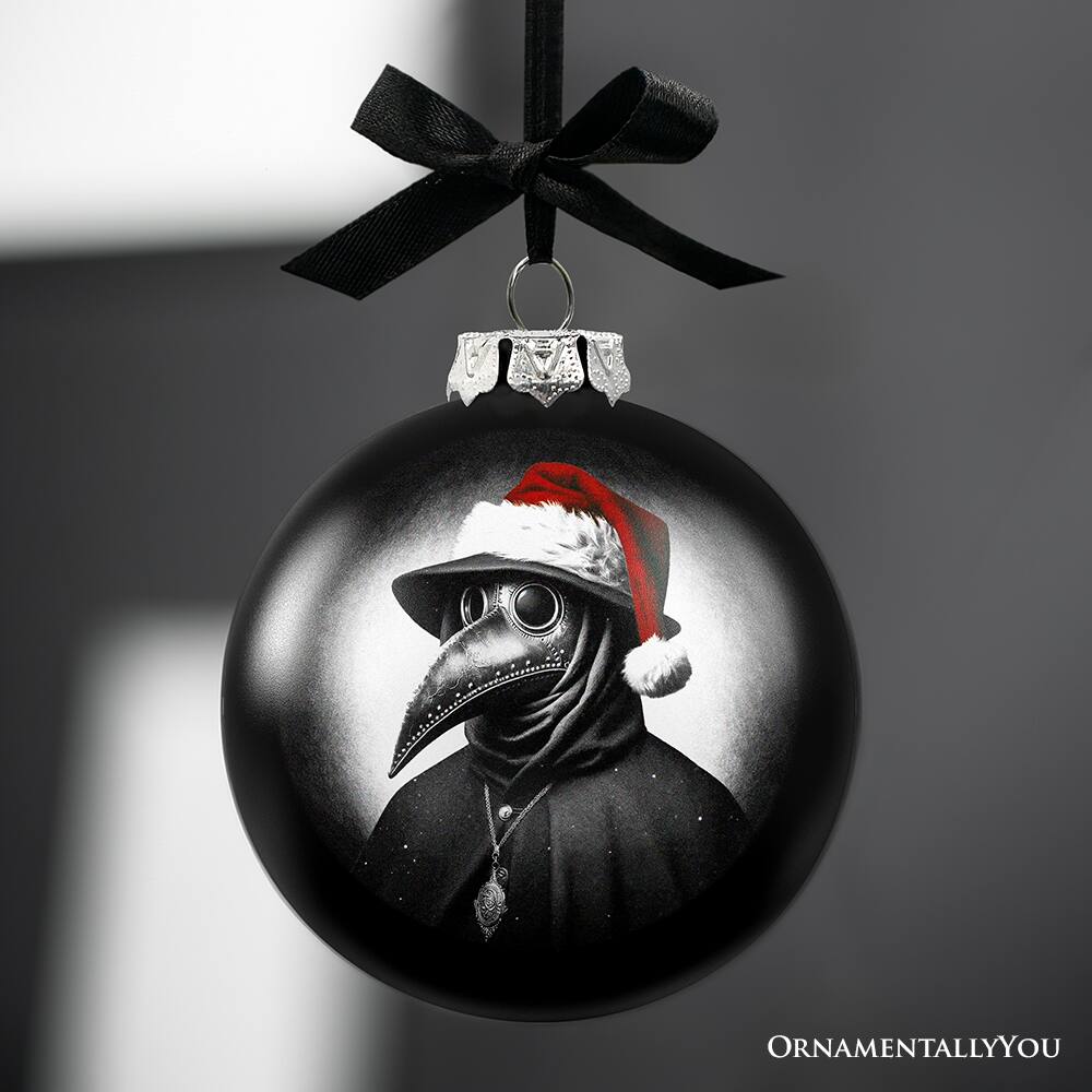 OrnamentallyYou Plague Doctor Christmas Spooky Portrait Glass Ornament ...