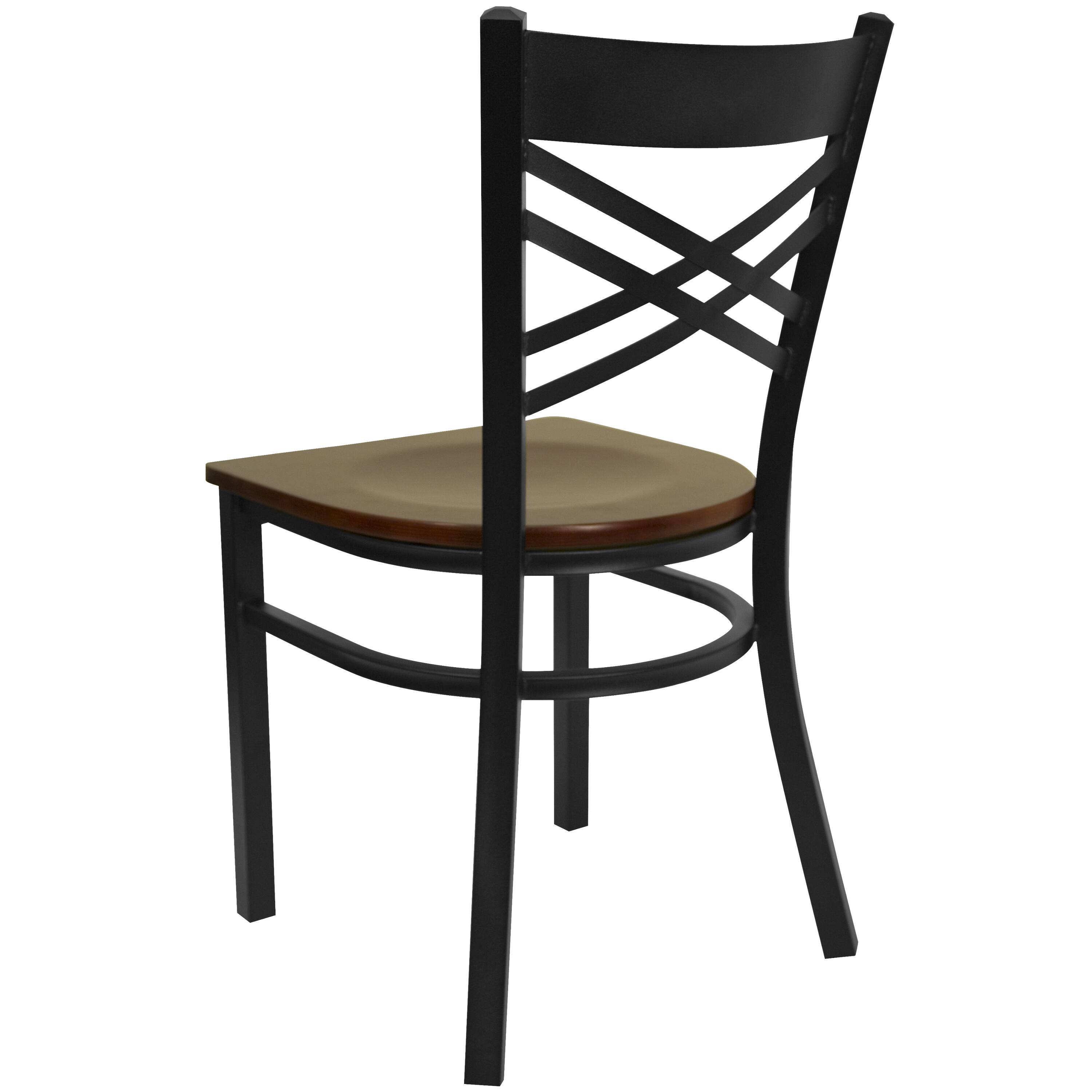 Emma + Oliver 2 Pack "X" Back Metal Restaurant Chair Mahogany Wood Seat ...