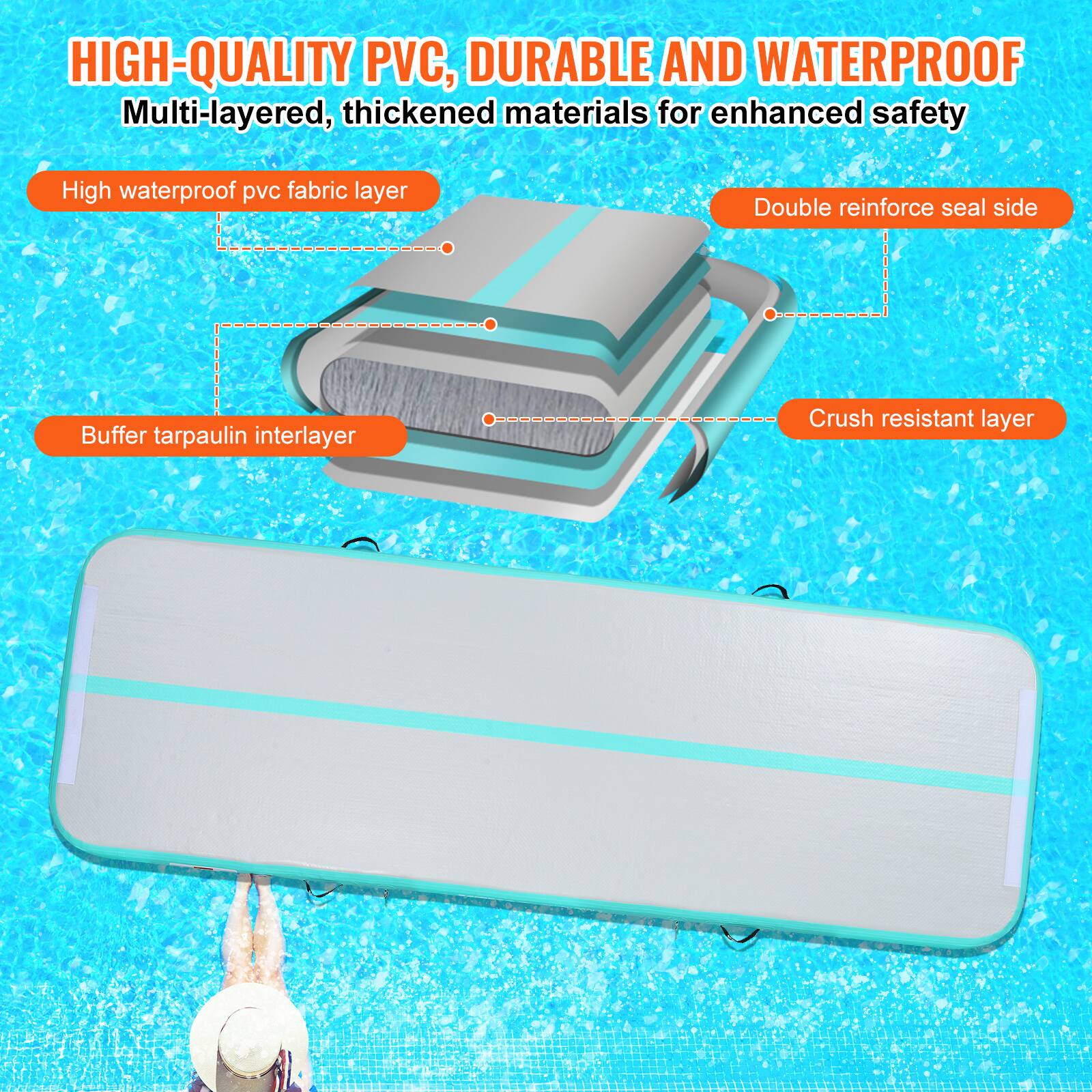 VEVOR Gymnastics Air Mat, 4 inch Thickness Inflatable Gymnastics ...