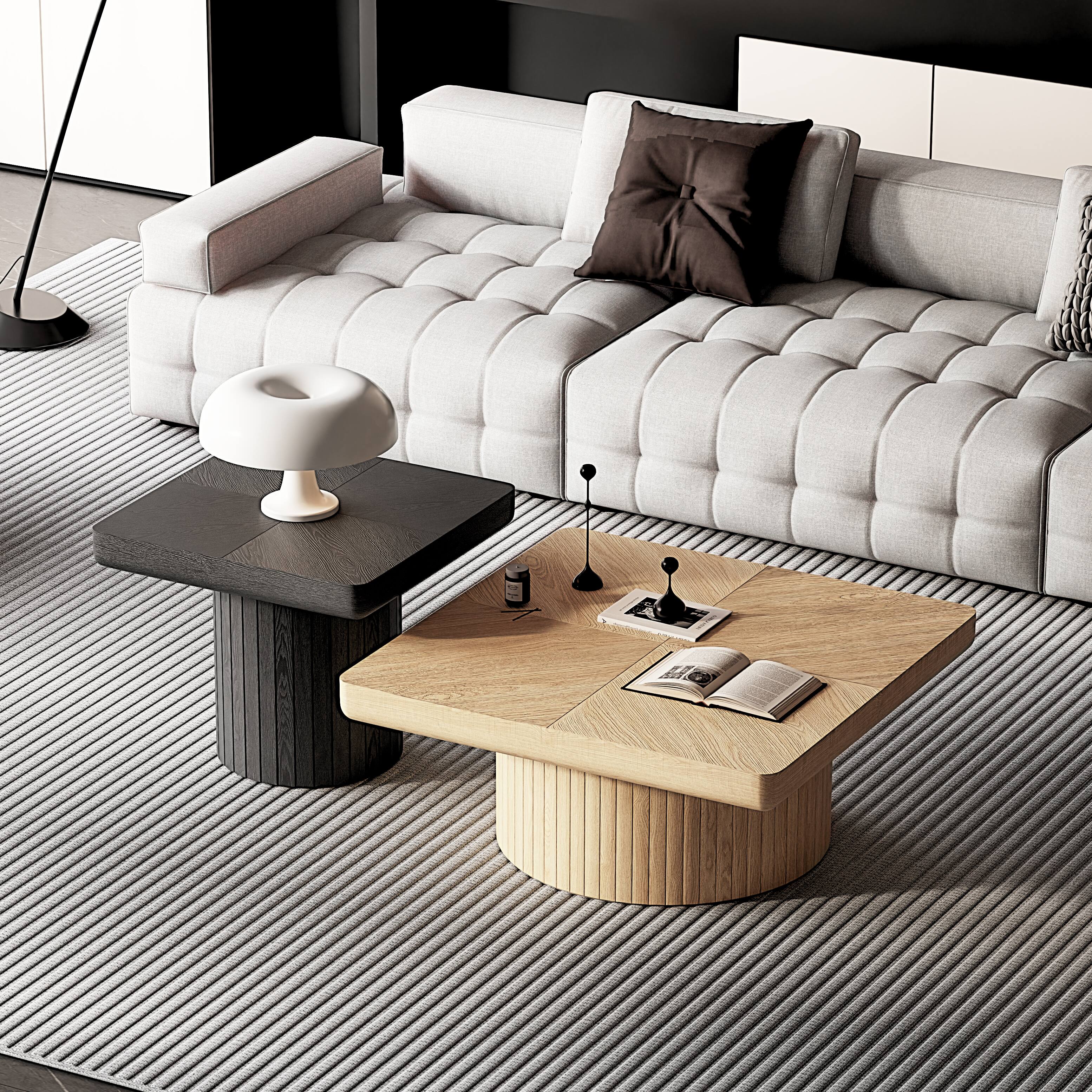 Loheer Modern Wood Nesting Coffee Table Set Minimalist Center Table ...