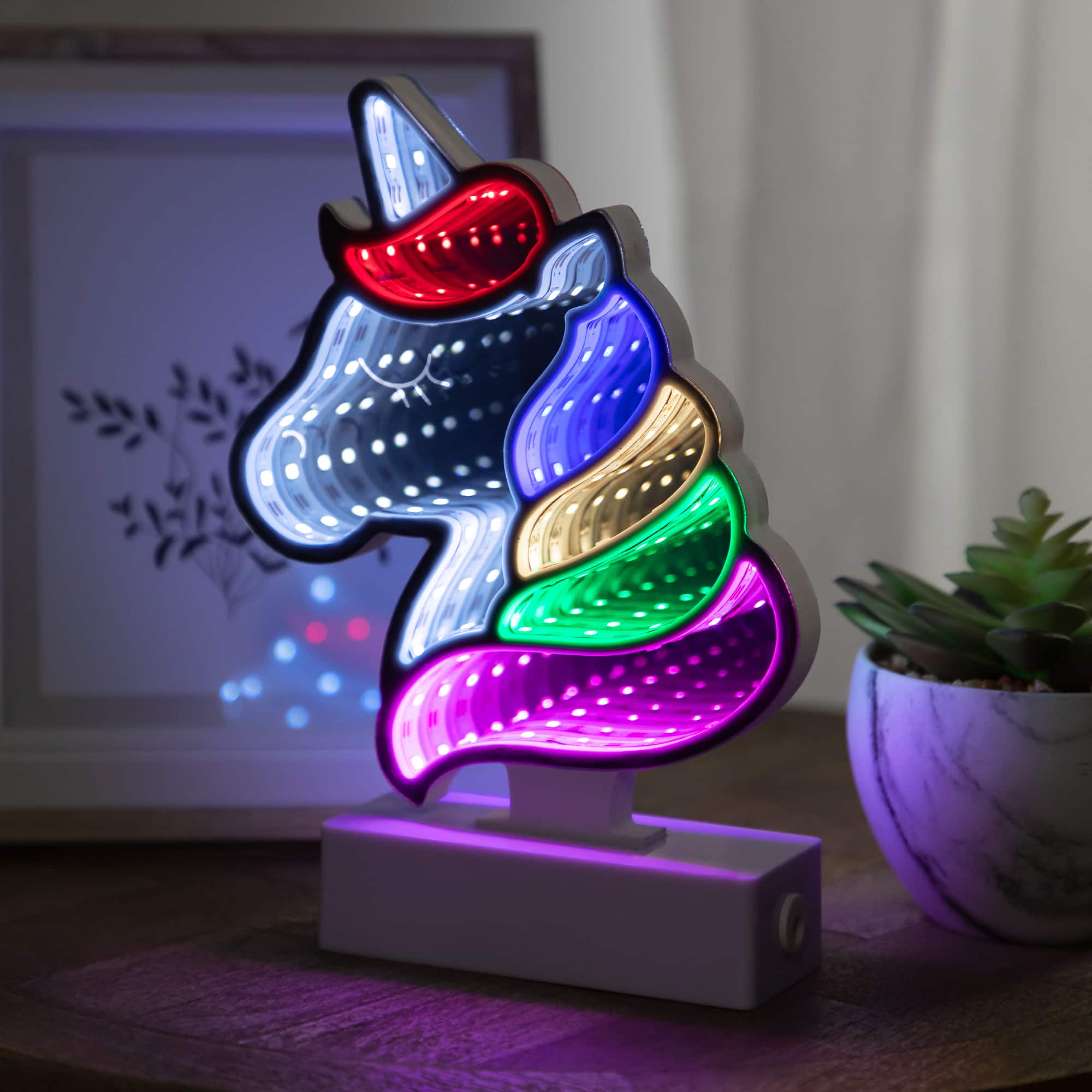 Unicorn Northlight - LED Lighted 3D Infinity Mirror - 8" - White ...
