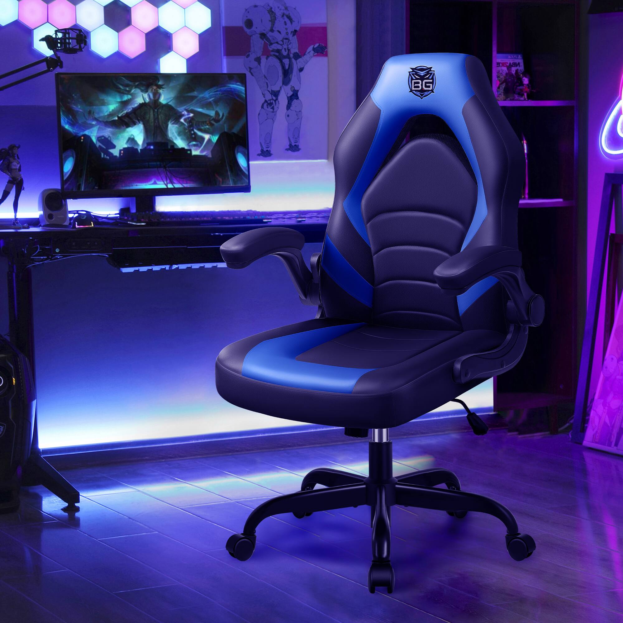 KERDOM Gaming Chair, Swivel Tilt Gamer Computer Chair PU Leather ...