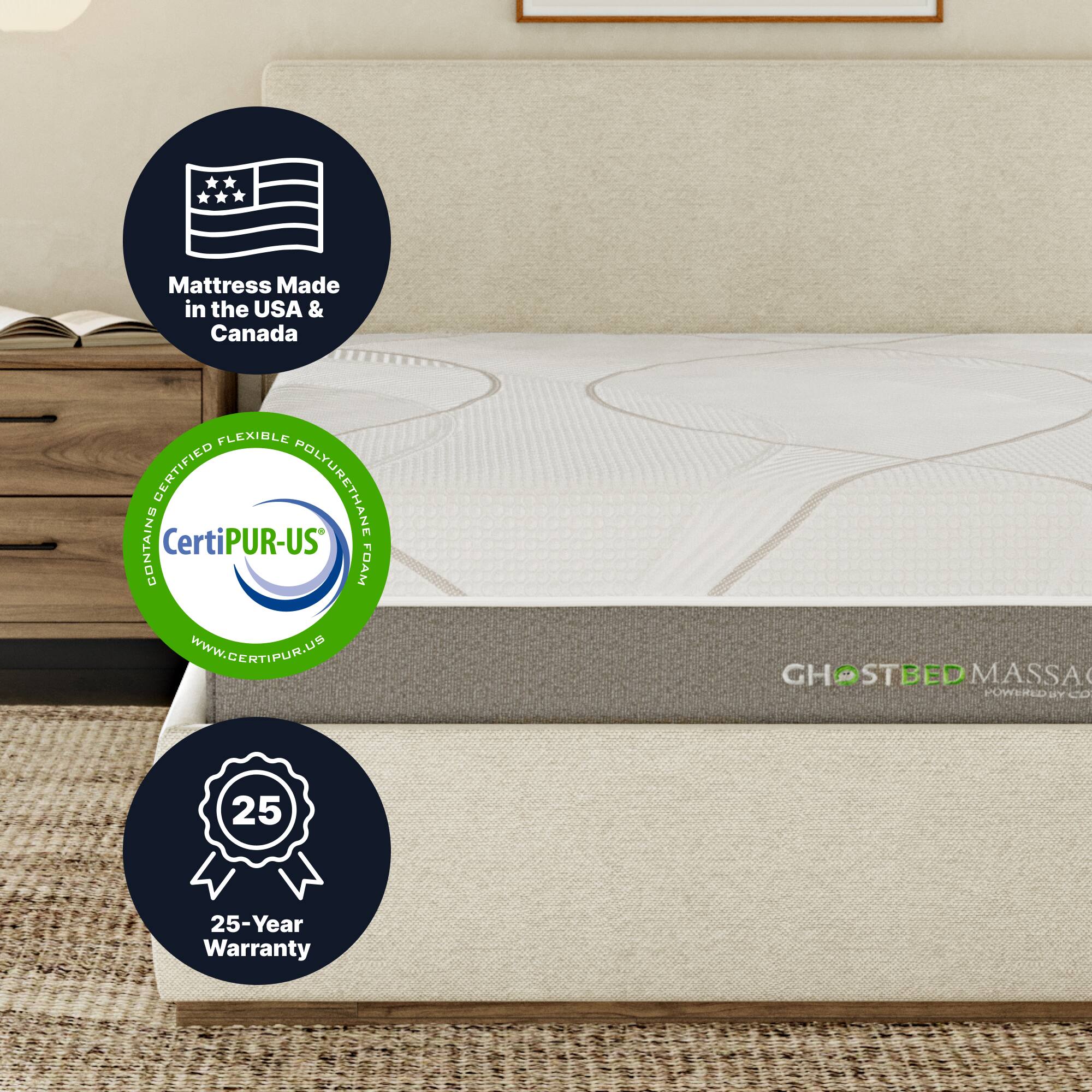 Ghostbed Hybrid Massage Mattress TXL White GWHMAS39 - Best Buy
