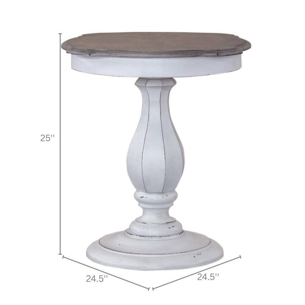 Starlight Canyon Home Antique Accent Table with Round Top White ...