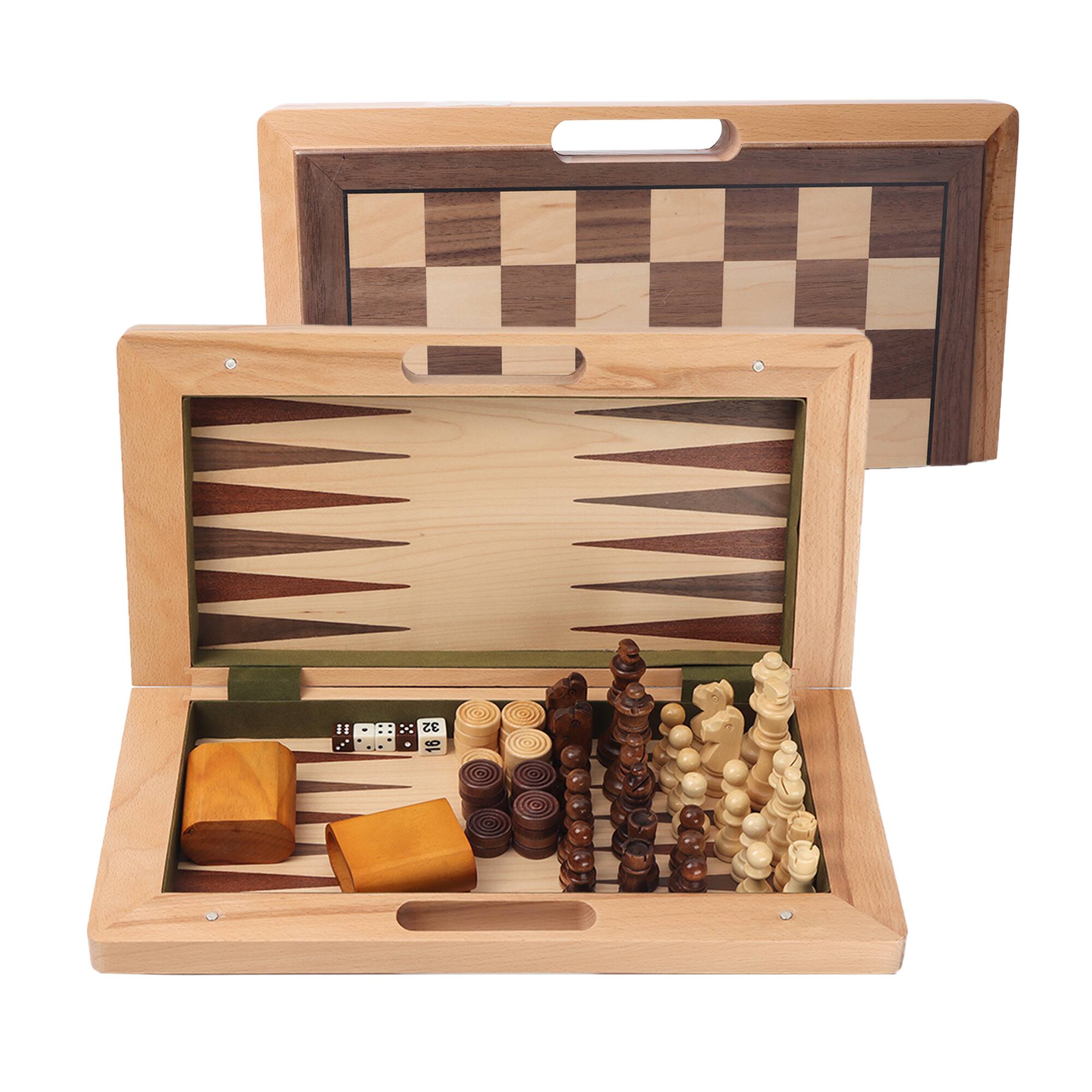GSE Games & Sports Expert 16" Deluxe 3 in 1 Wooden Folding Chess ...