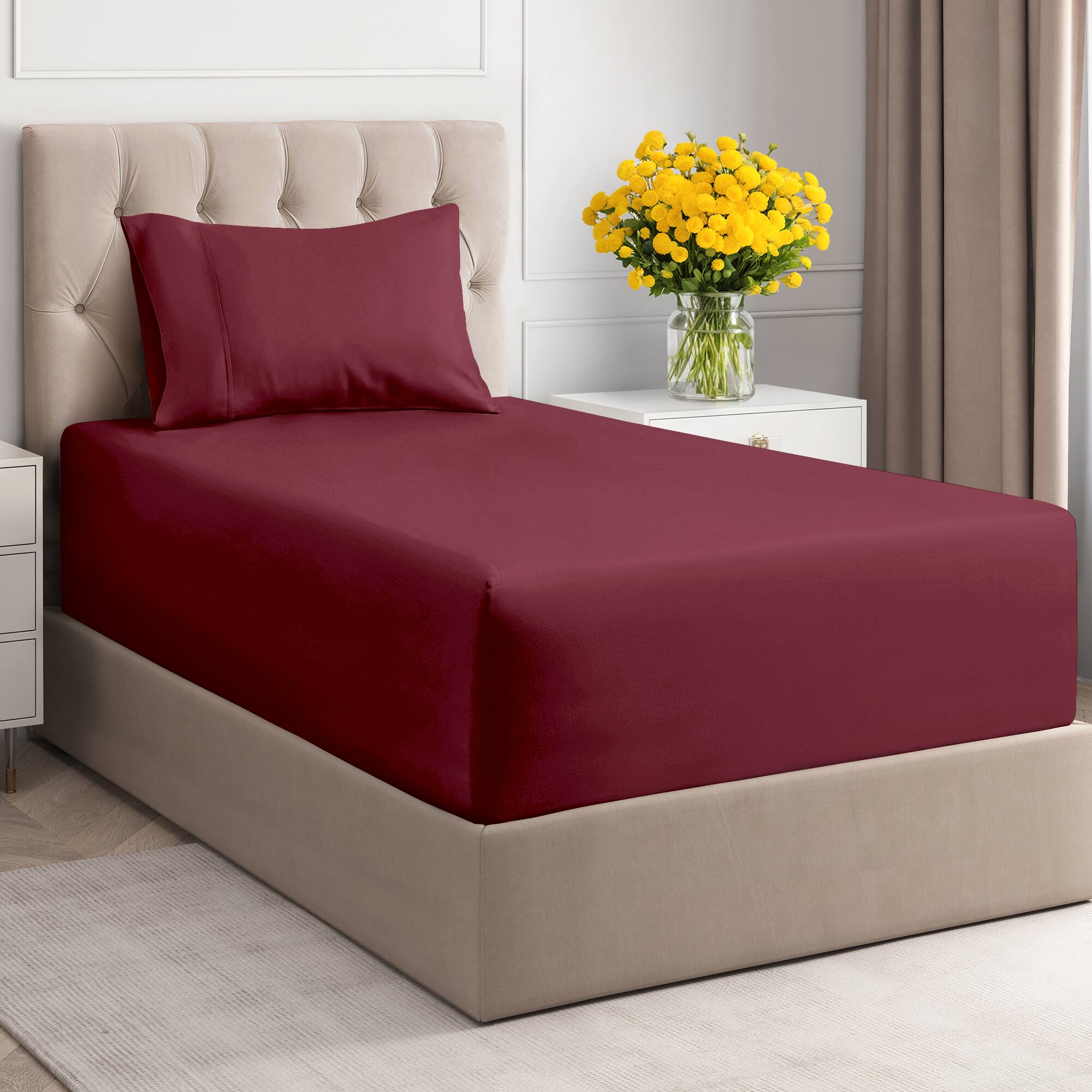 CGK Linens 100% Cotton 400 TC 4 Piece Sheet Set Extra Deep Pocket for ...