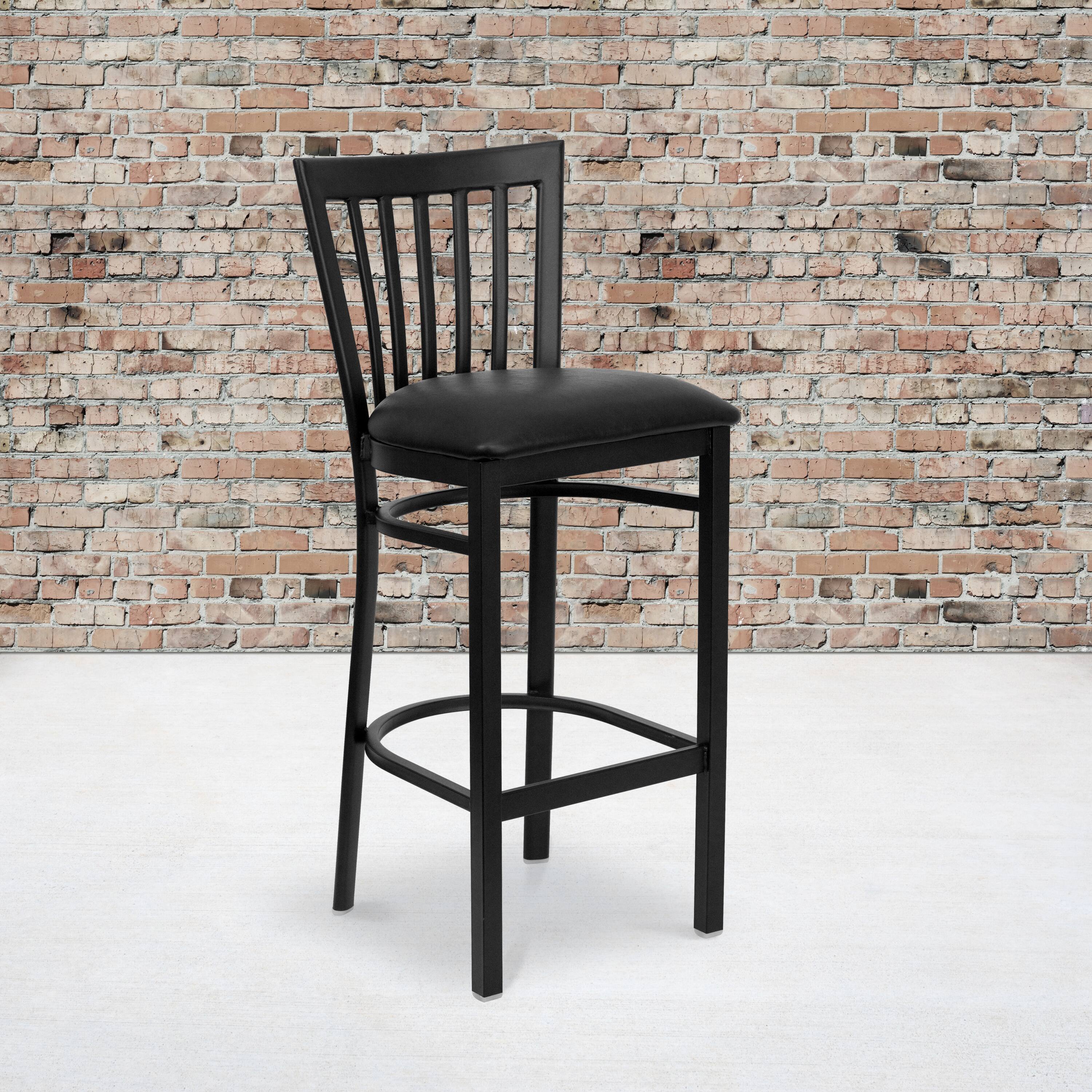 Emma + Oliver School House Back Metal Restaurant Dining Barstool Black ...