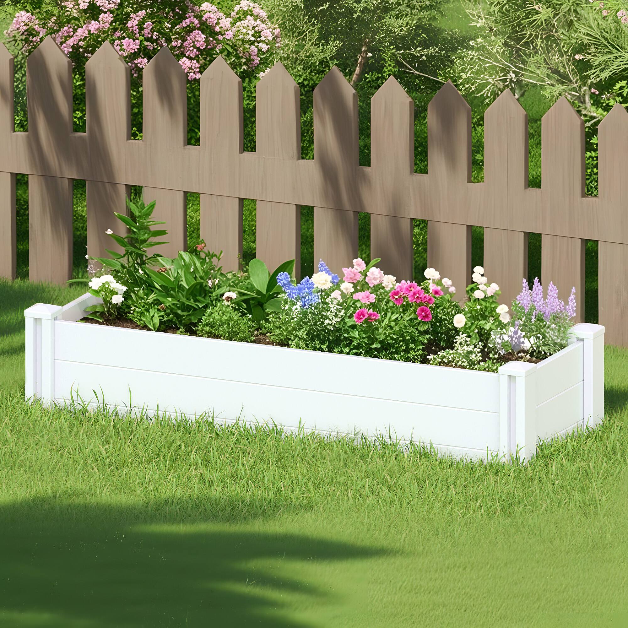 PexFix 51.2 in. W x 13 in. H Rectangle Vinyl PVC Planter Box Raised ...