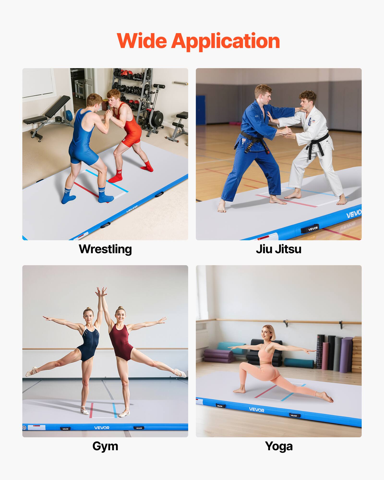 VEVOR 10x5 ft Wrestling Mat Inflatable, Martial Arts Thick Mat for ...