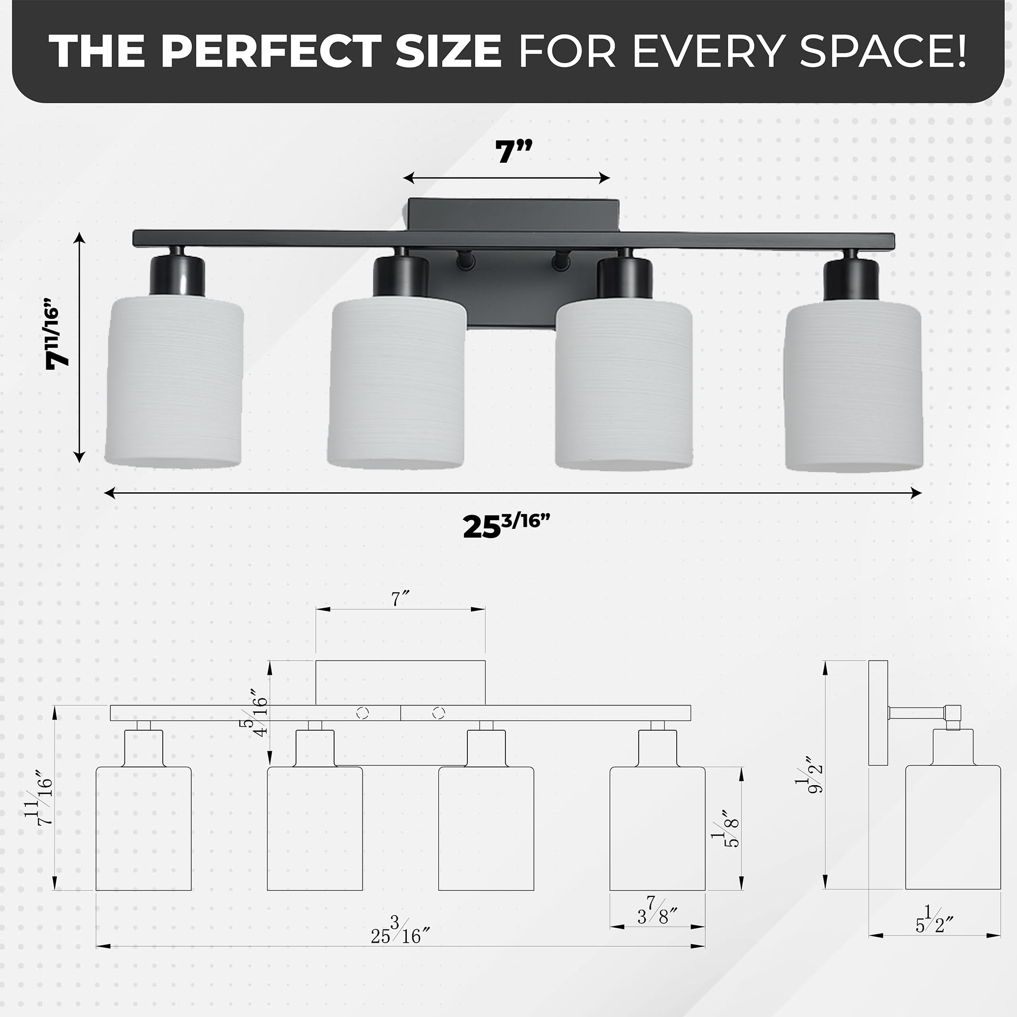 Earthley Blooms Modern Bathroom Vanity Light Milky Glass Shades Wall ...