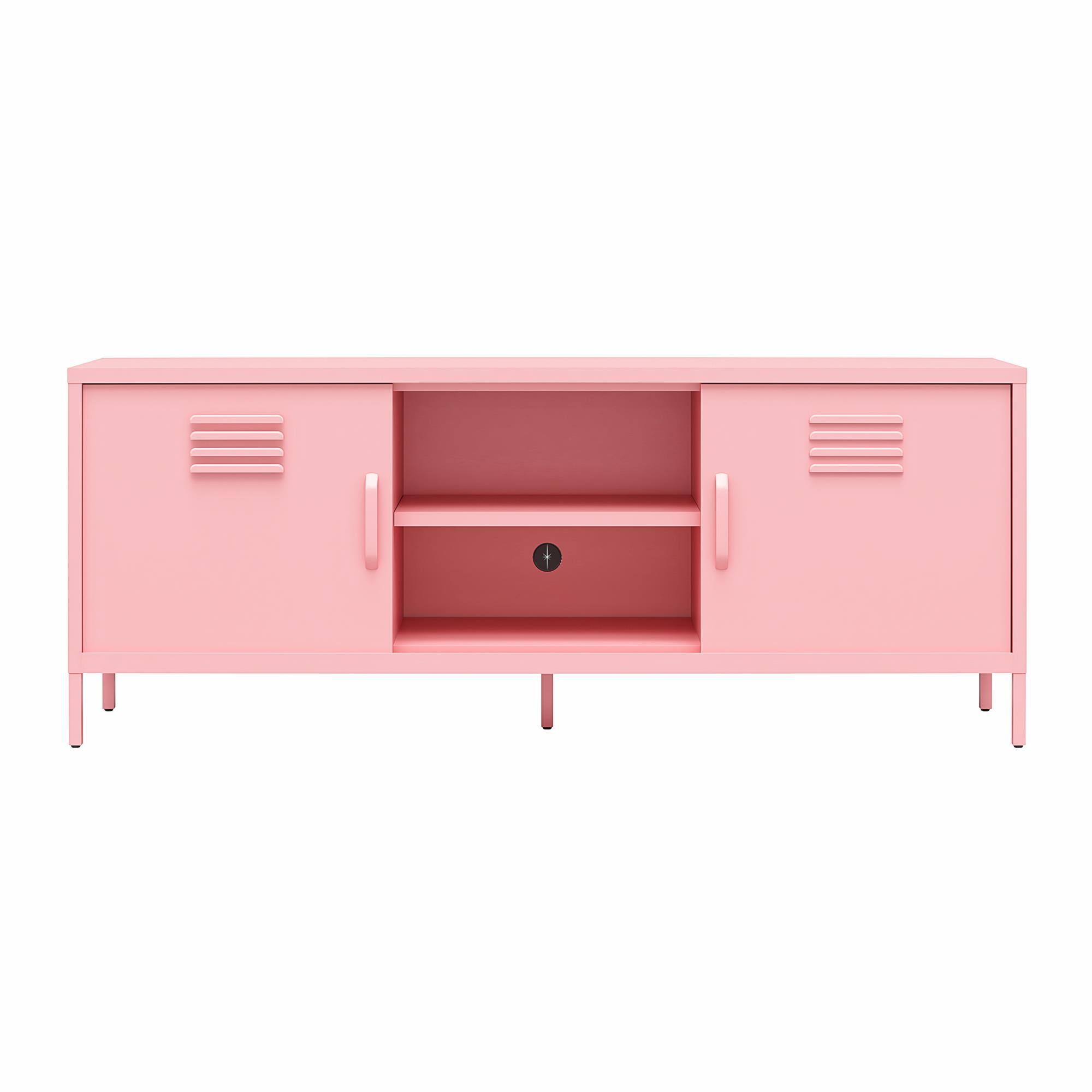 APRILSOUL Cache Metal Locker Style TV Stand for TVs up to 65 In Pink SF ...